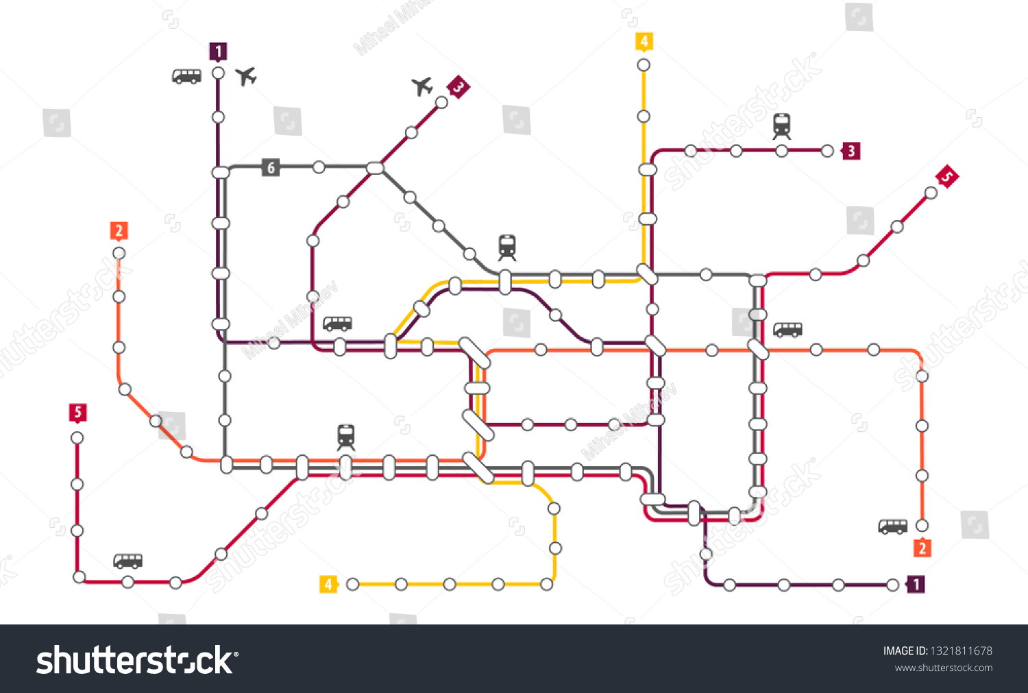 Metro Subway Map Stock Vector (Royalty Free) 1321811678