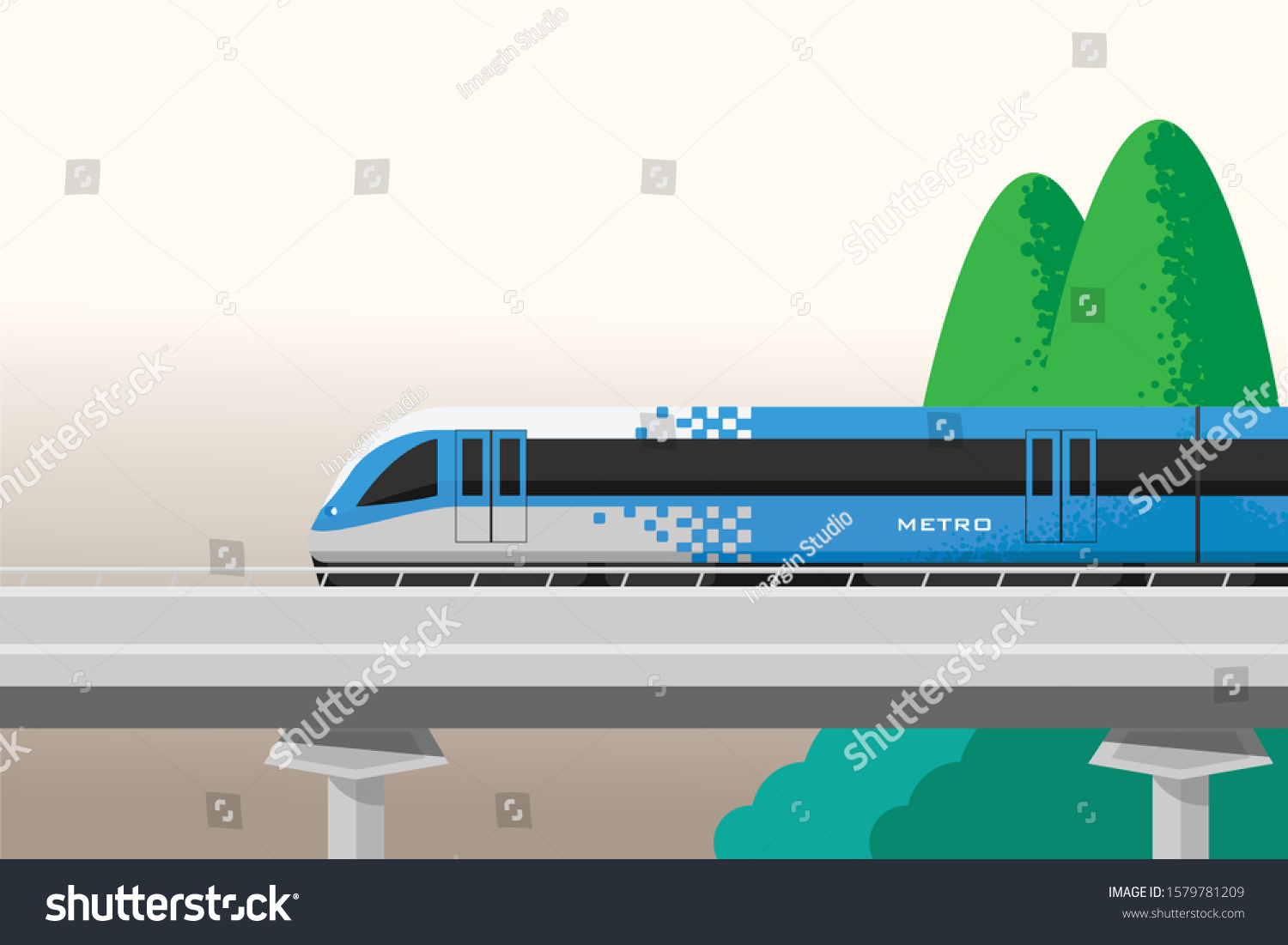 Metro Train Vector Flat Illustration Stock Vector (Royalty Free) 1579781209