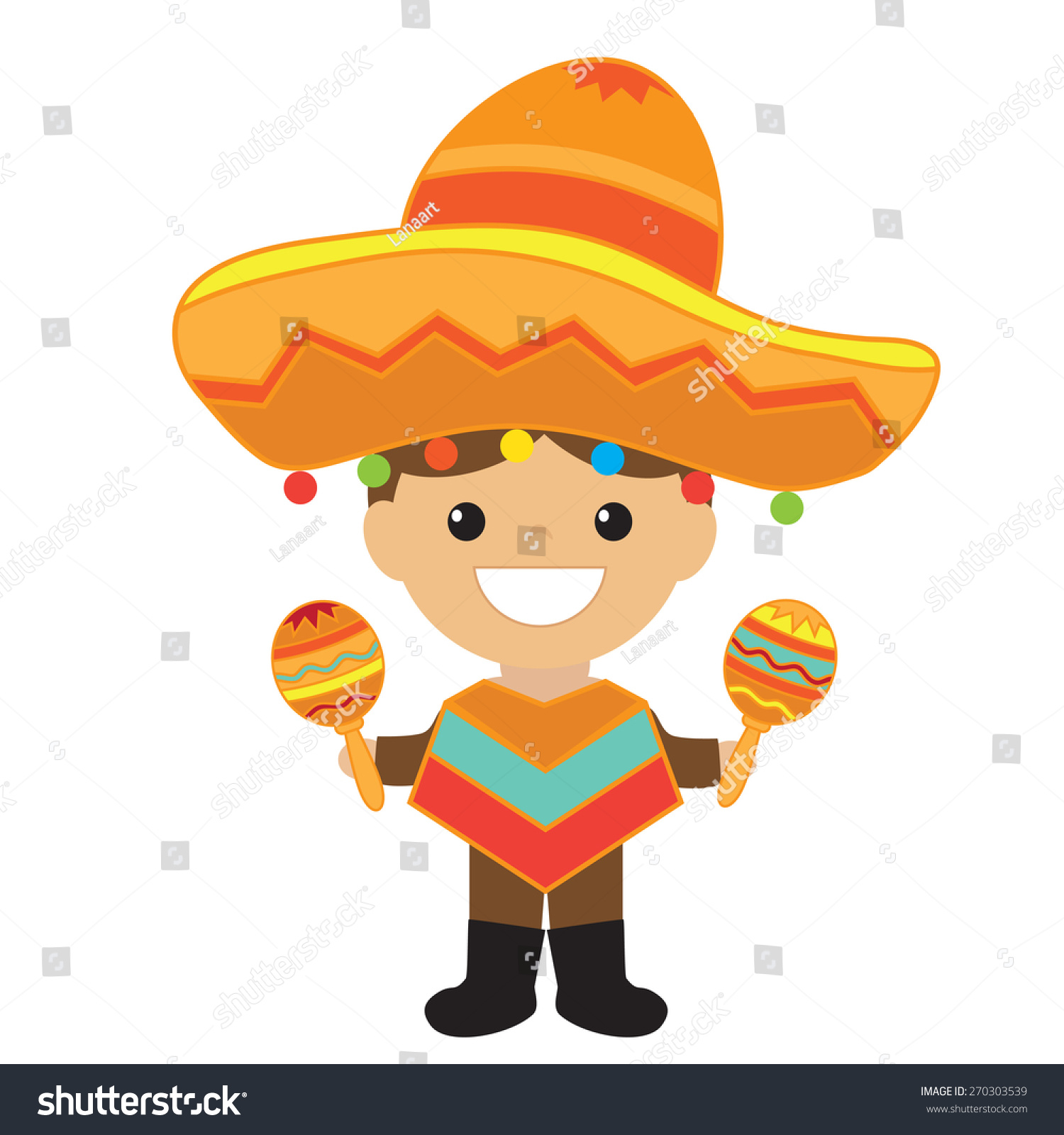 Mexican Boy Vector Illustration Stock Vector (Royalty Free) 270303539