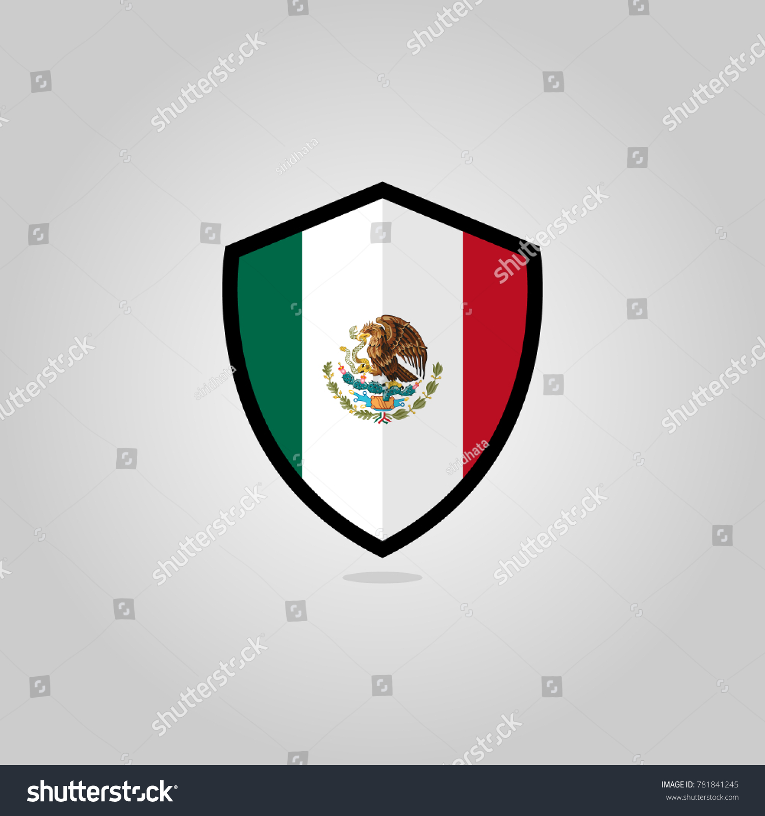 Mexican Flag Flat Vector Shield Badge Stock Vector (Royalty Free ...