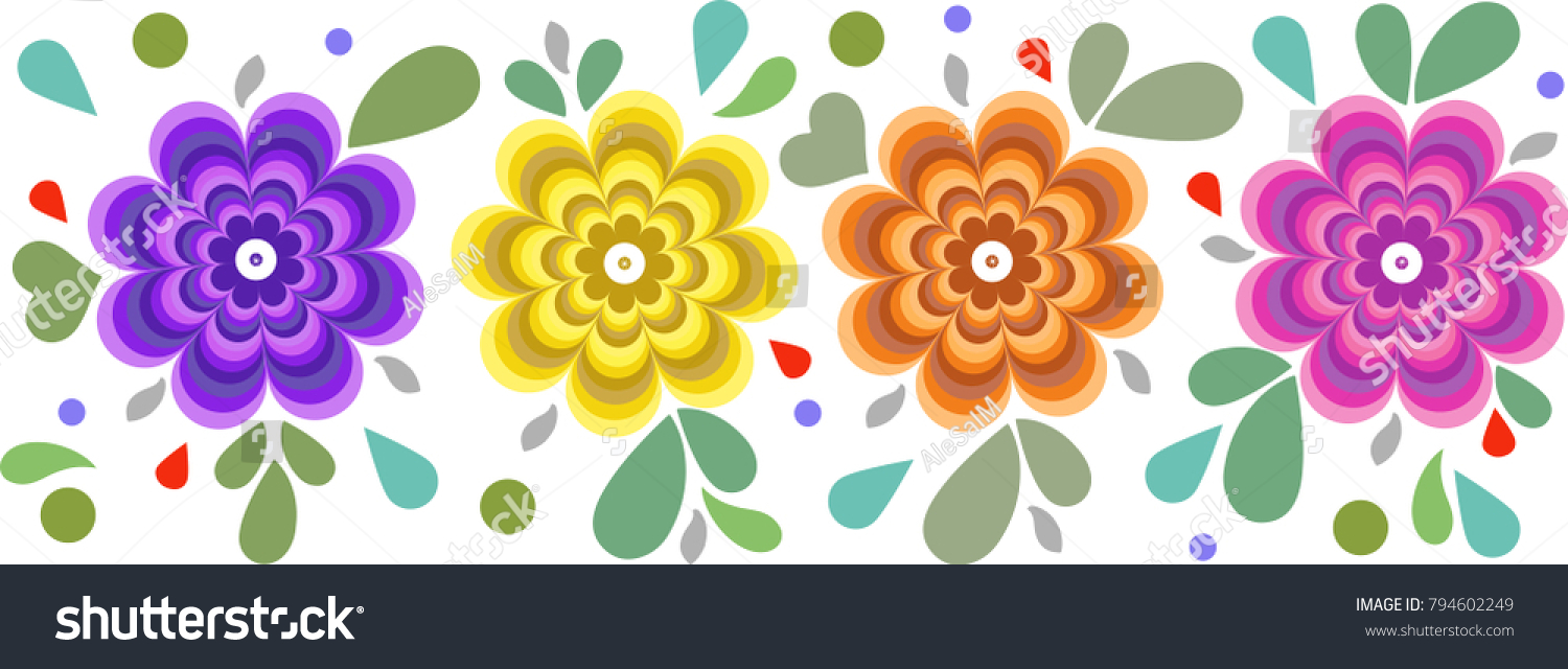 Mexican Flowers Vector Stock Vector (Royalty Free) 794602249