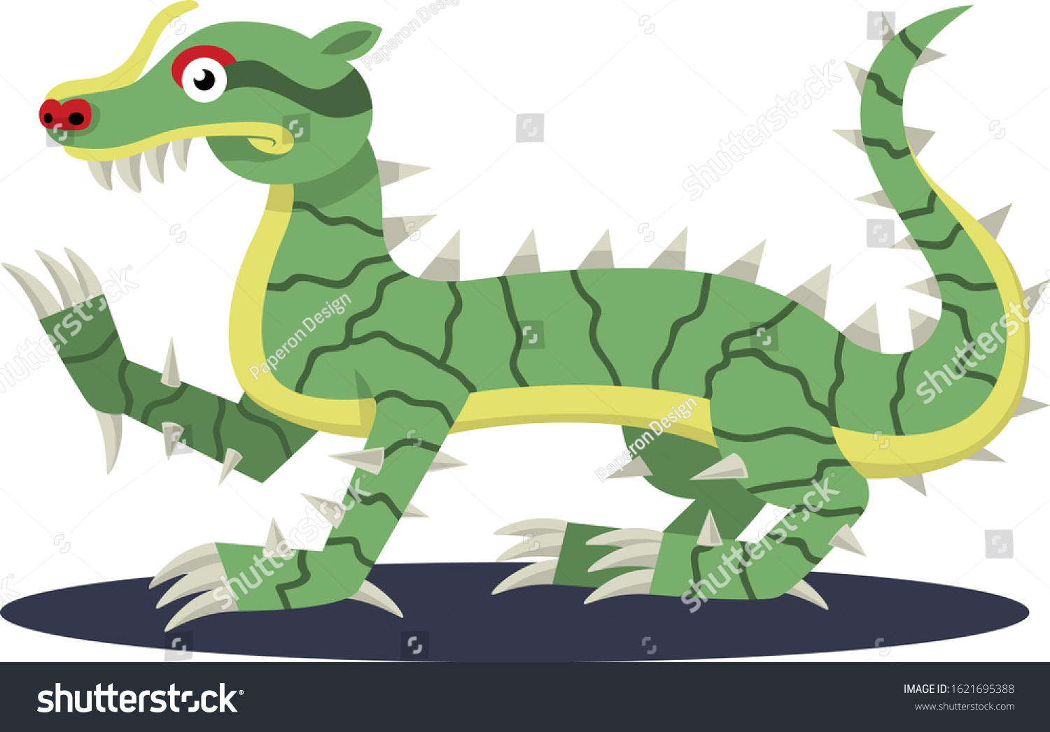 Vektor Stok Mexican Folklore Cipactli Vector Aztec Crocodile (Tanpa ...