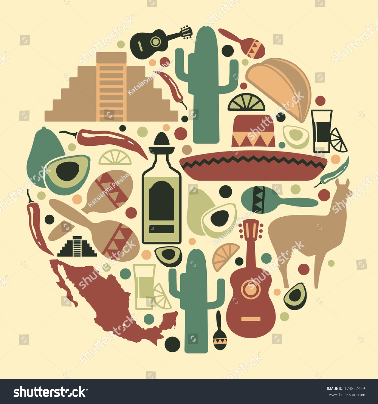 Mexican Icon Set Stock Vector (Royalty Free) 173827499 | Shutterstock