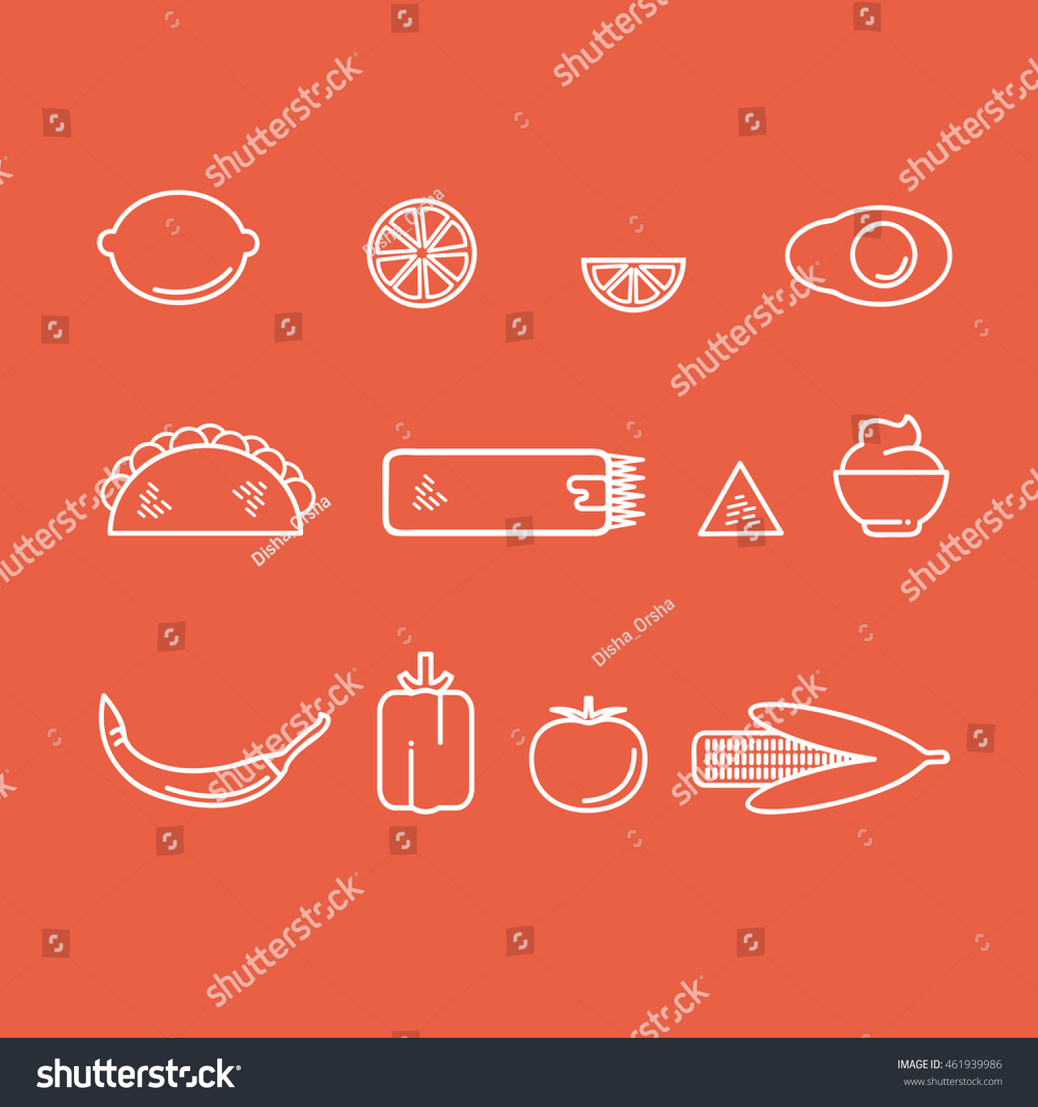 Mexican Linear Food Stock Vector (Royalty Free) 461939986 | Shutterstock