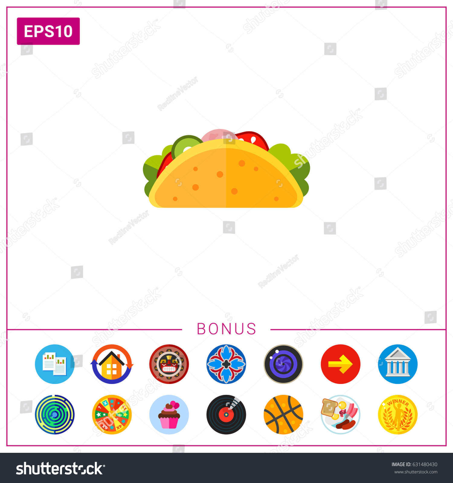 Mexican Taco Icon Stock Vector (Royalty Free) 631480430 | Shutterstock