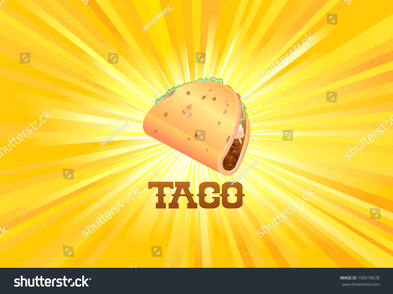 Mexican Taco On Yellow Light Ray Stock Vector (Royalty Free) 700579678