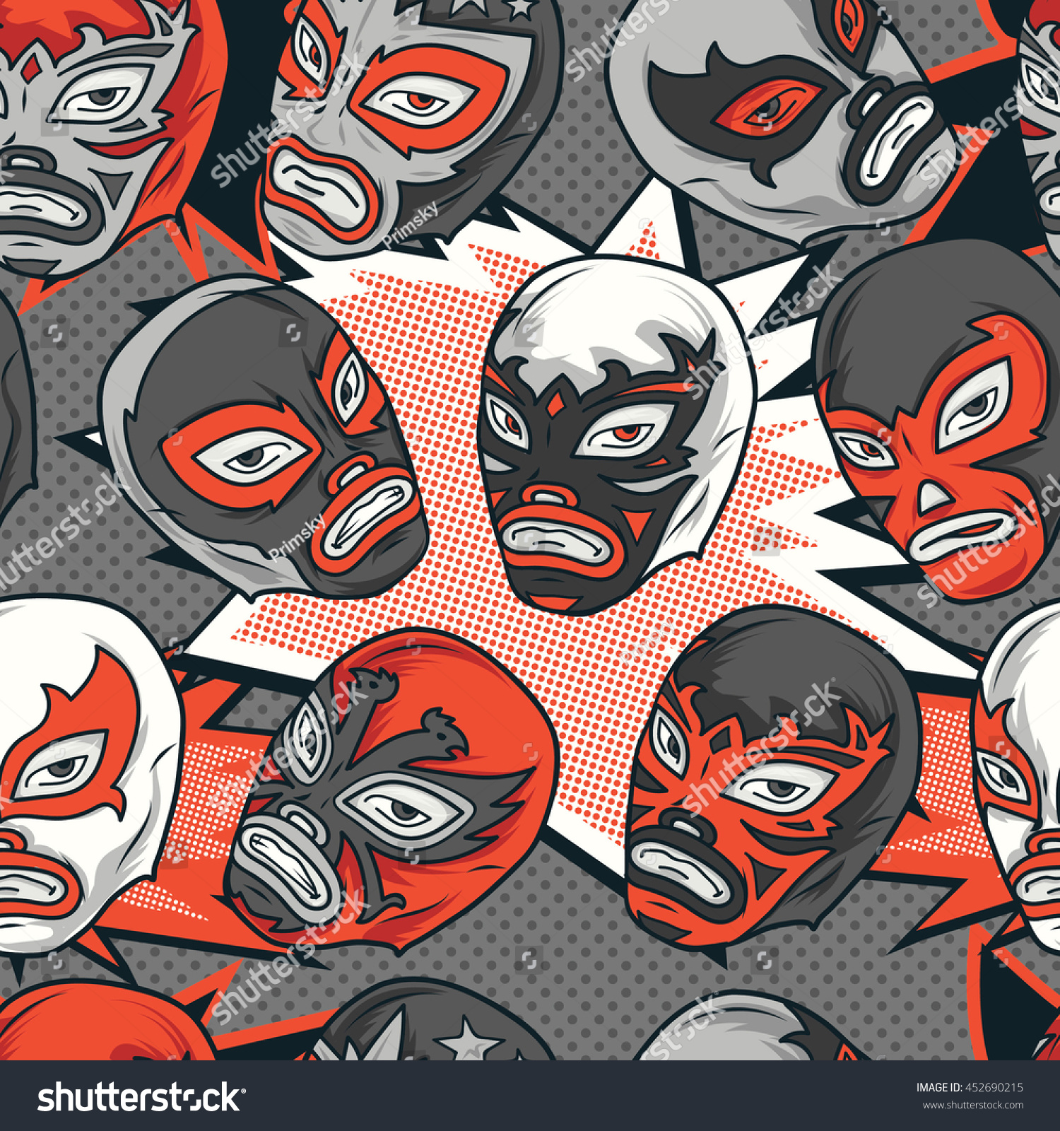 Mexican Wrestler Luchador Seamless Vector Pattern Stock Vector (Royalty ...