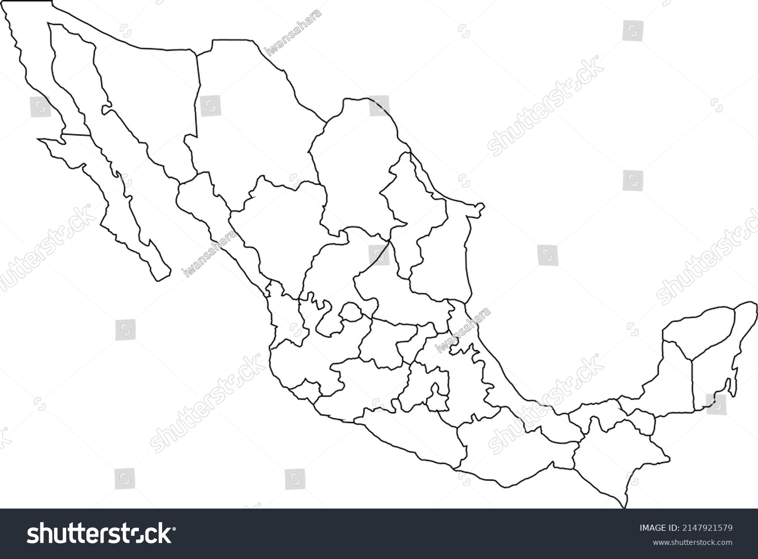 Mexico Blank Map Vector April 2022 Stock Vector (Royalty Free ...