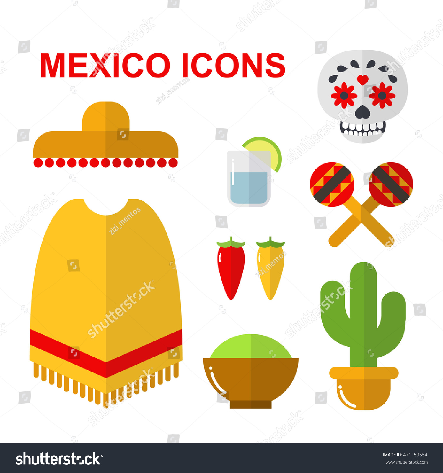Mexico Icons Vector Illustration Stock Vector 471159554 - Shutterstock