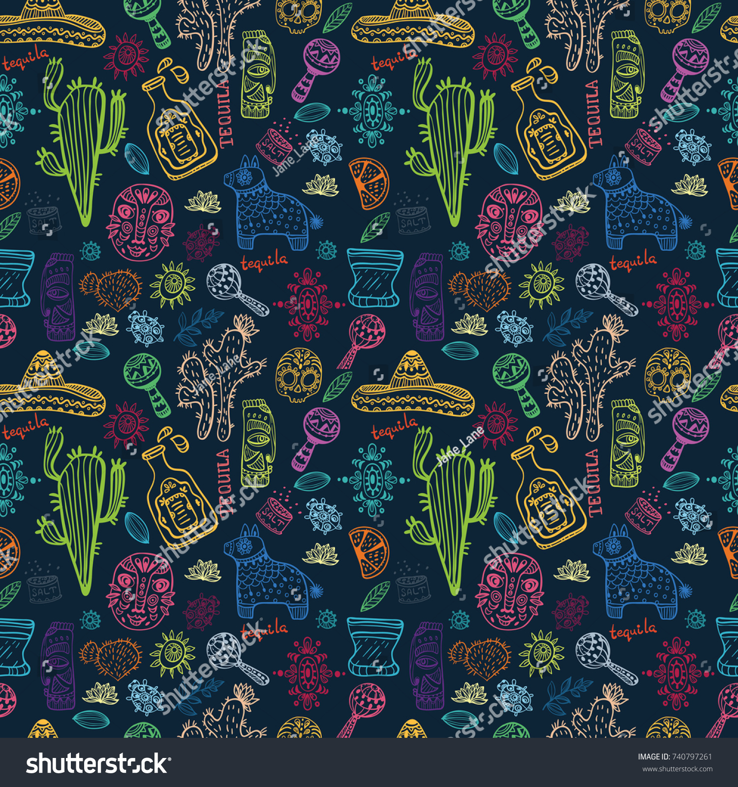 Mexico Illustrations Collection Colorful Elements Design Stock Vector ...