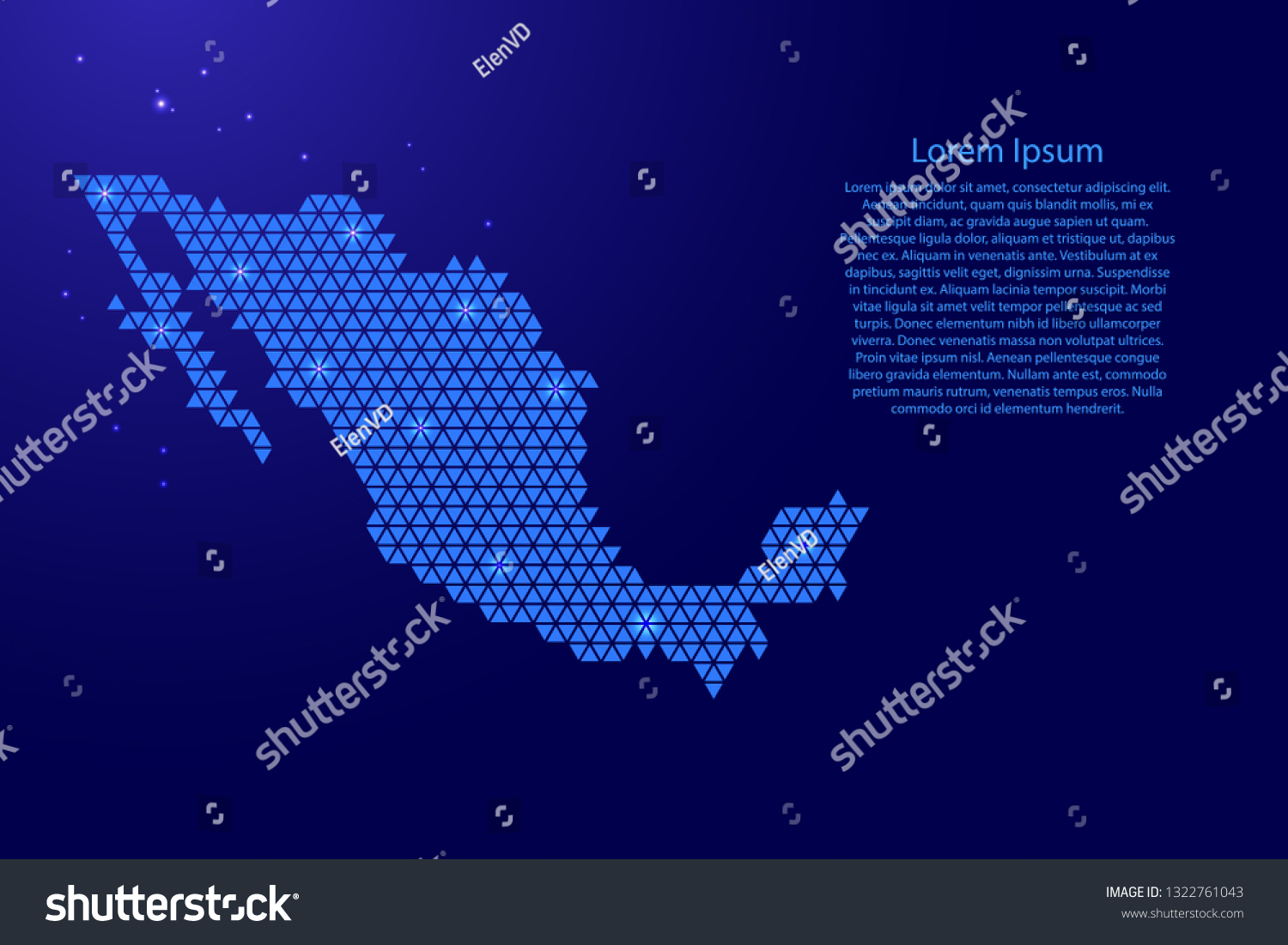 Mexico Map Abstract Schematic Blue Triangles Stock Vector (Royalty Free ...