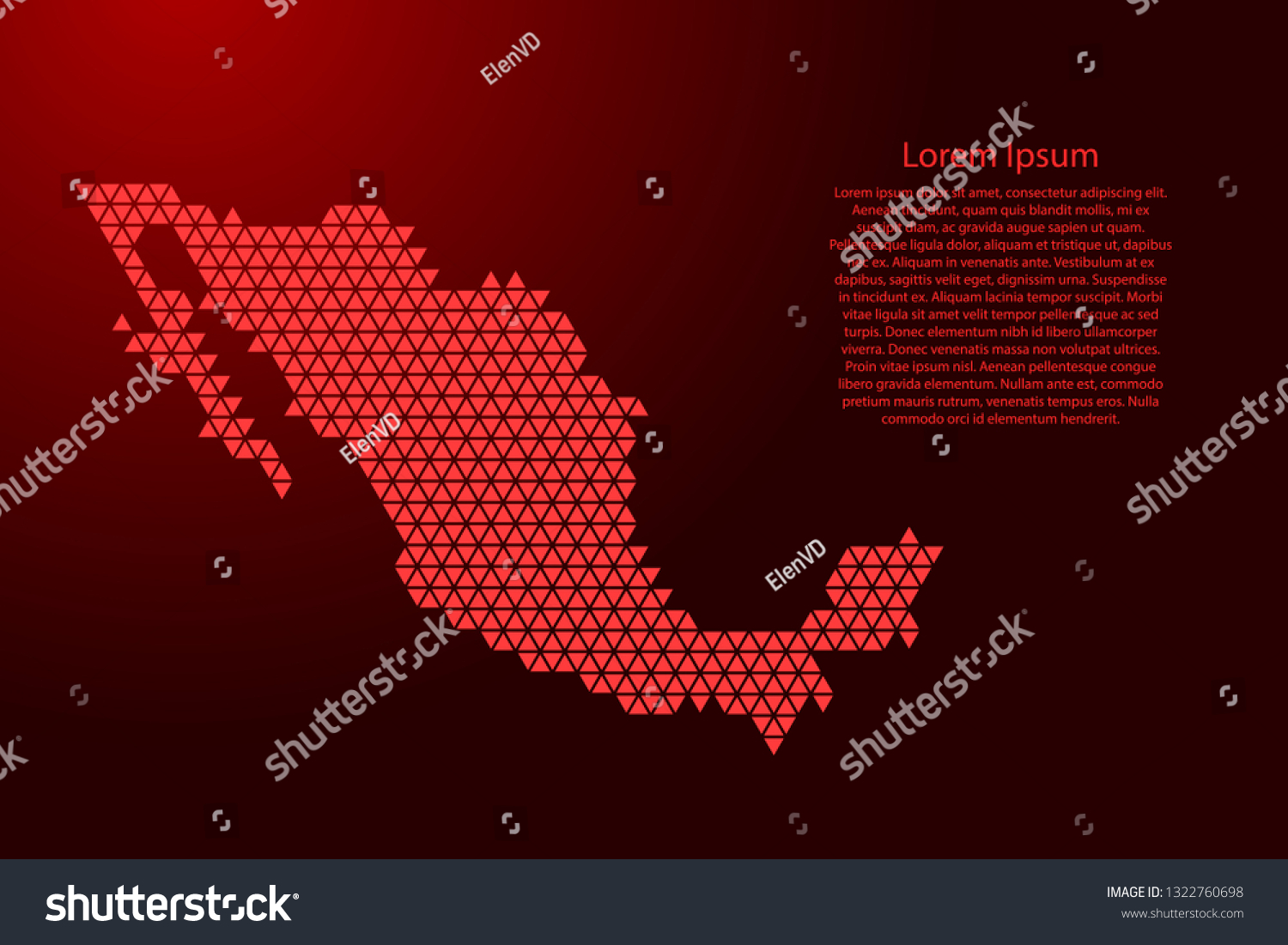 Mexico Map Abstract Schematic Red Triangles Stock Vector (Royalty Free ...