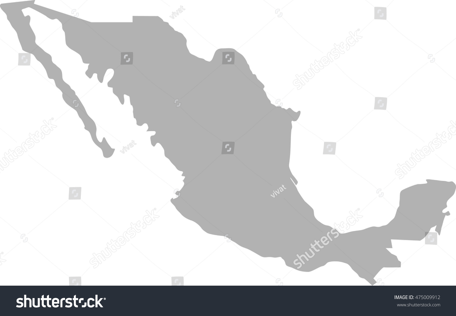 Mexico Map Grey Colored Isolated On: เวกเตอร์สต็อก (ปลอดค่าลิขสิทธิ์ ...