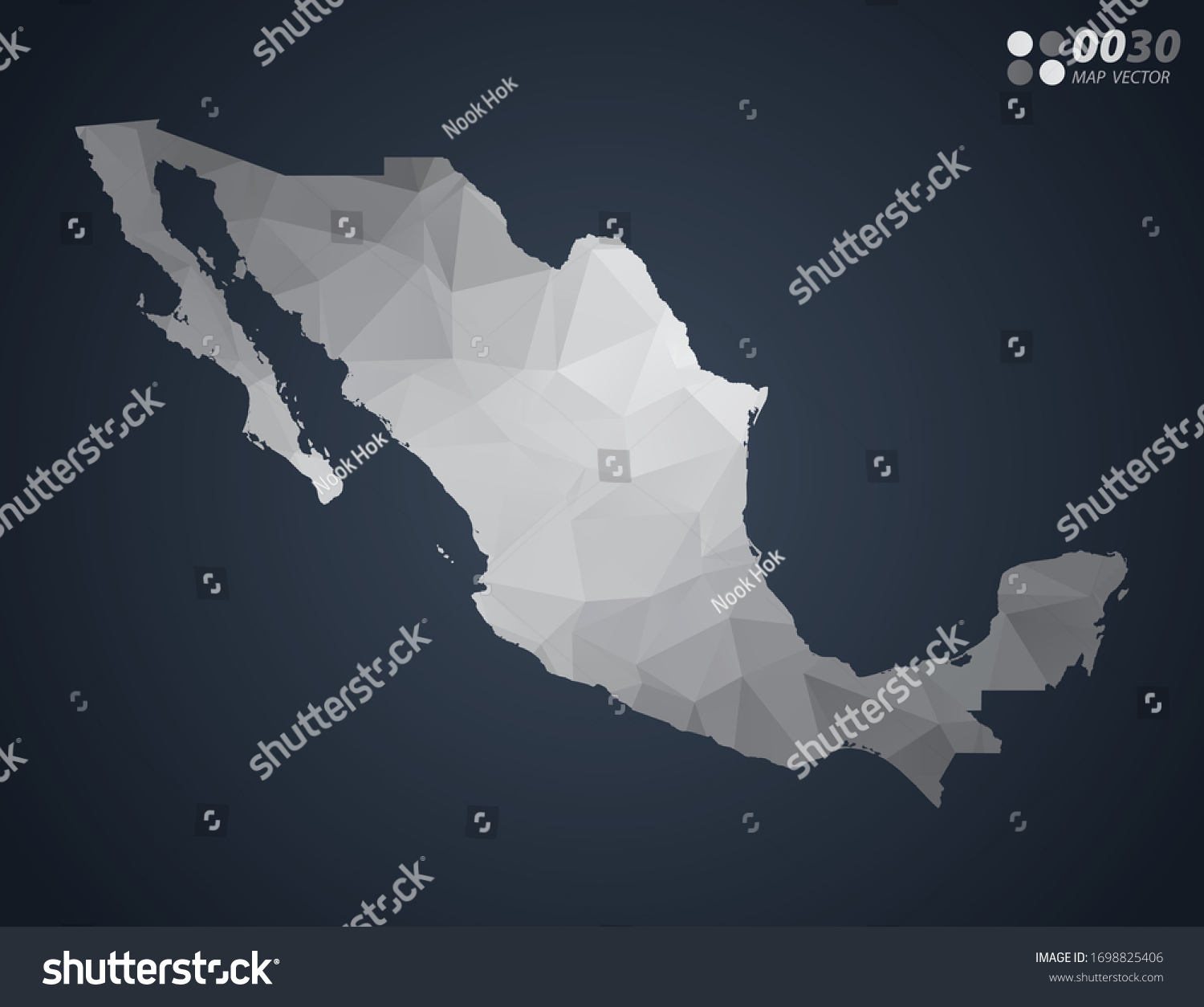 Mexico Map Grey Polygon Red Triangle Stock Vector (Royalty Free) 1698825406