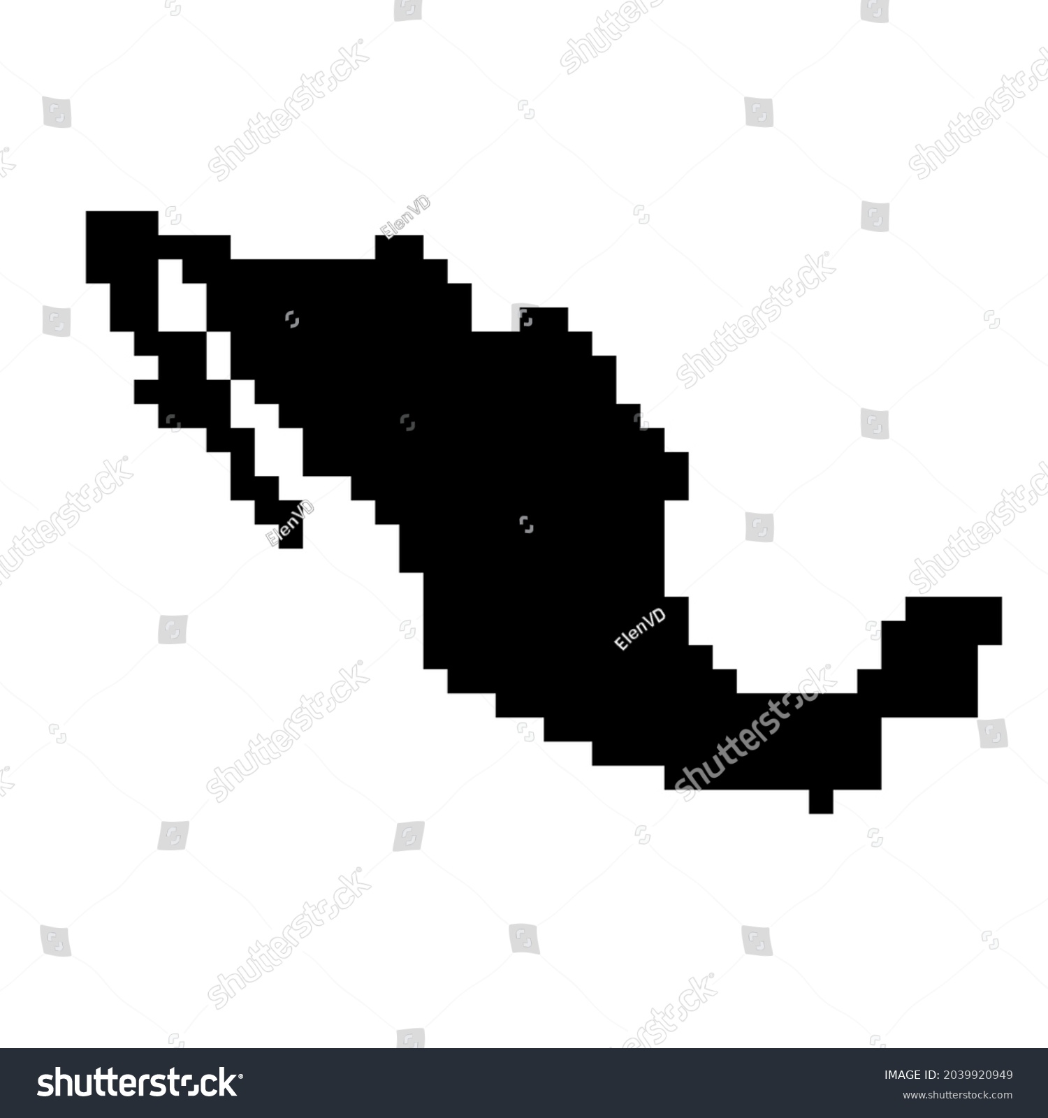 Mexico Map Silhouette Black Square Pixels Stock Vector (Royalty Free ...