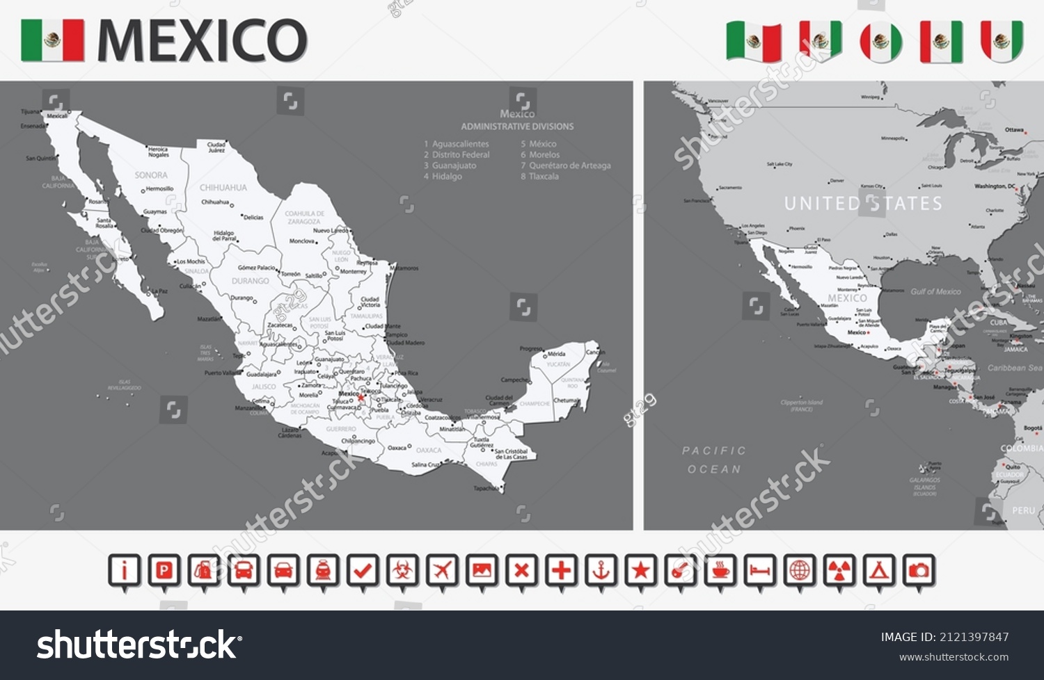 Mexico Map Vector Infographic Set Vector Stock Vector (Royalty Free ...