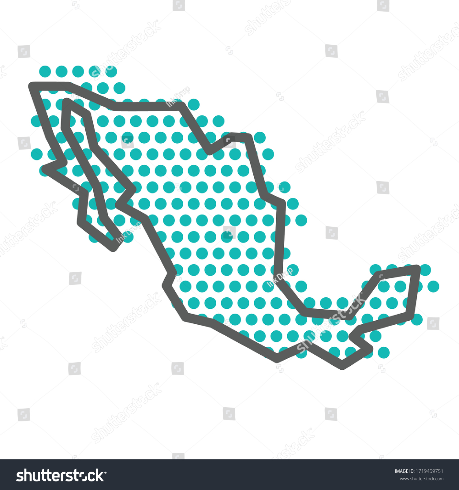 Mexico Simple Outline Map Green Halftone Stock Vector (Royalty Free ...