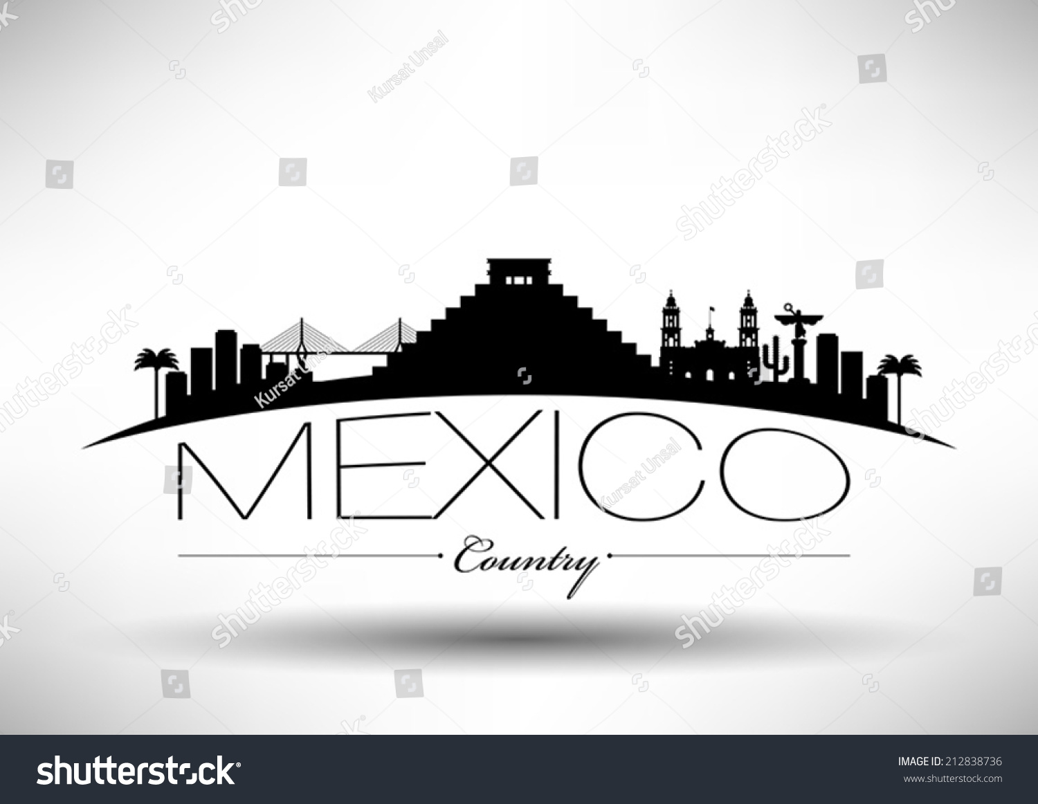 Mexico Skyline Typography Design Stock Vector (Royalty Free) 212838736