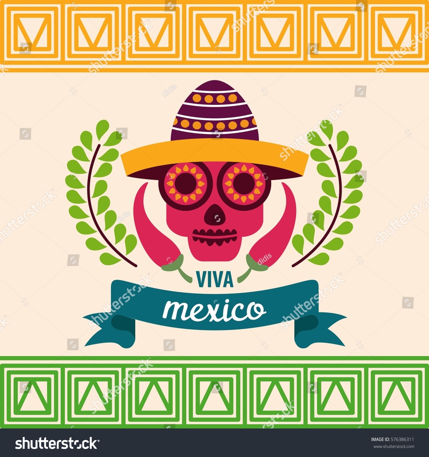Mexico Theme Illustration Stock Vector (Royalty Free) 576386311