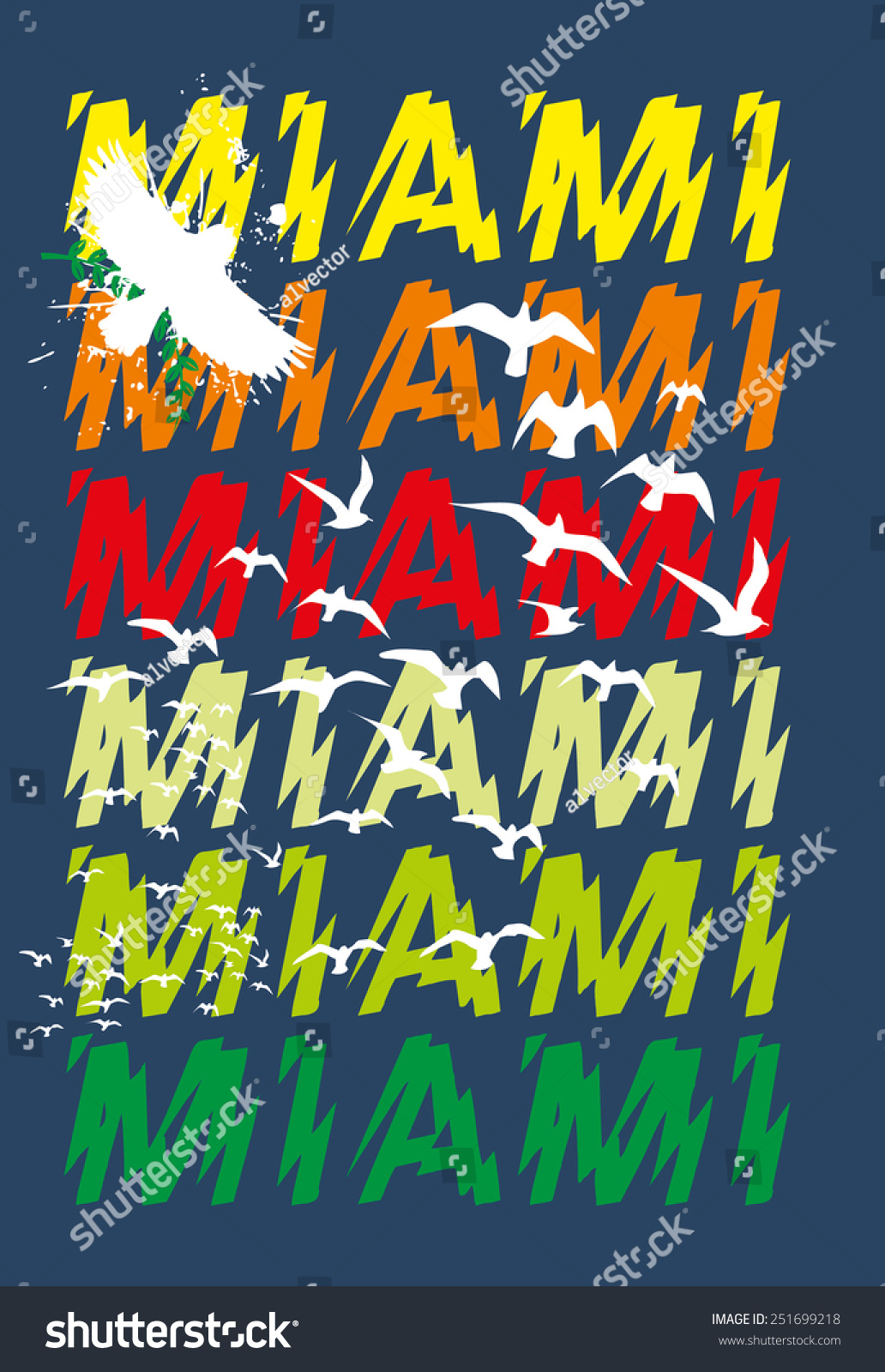 Miami Beach Florida Vector Art Stock Vector (Royalty Free) 251699218