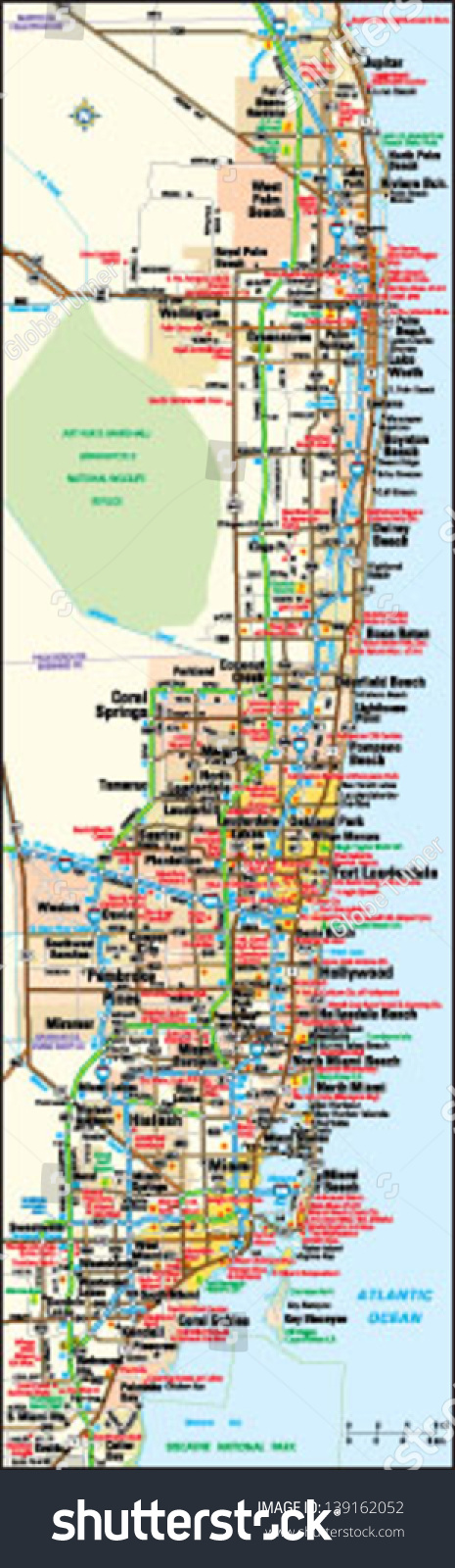 Miami Florida Area Map Stock Vector (Royalty Free) 139162052