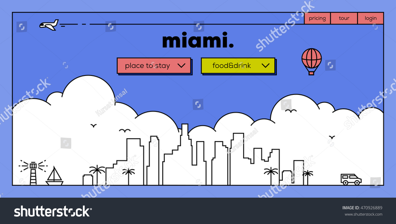 Miami Modern Web Banner Design Vector: vector de stock (libre de ...