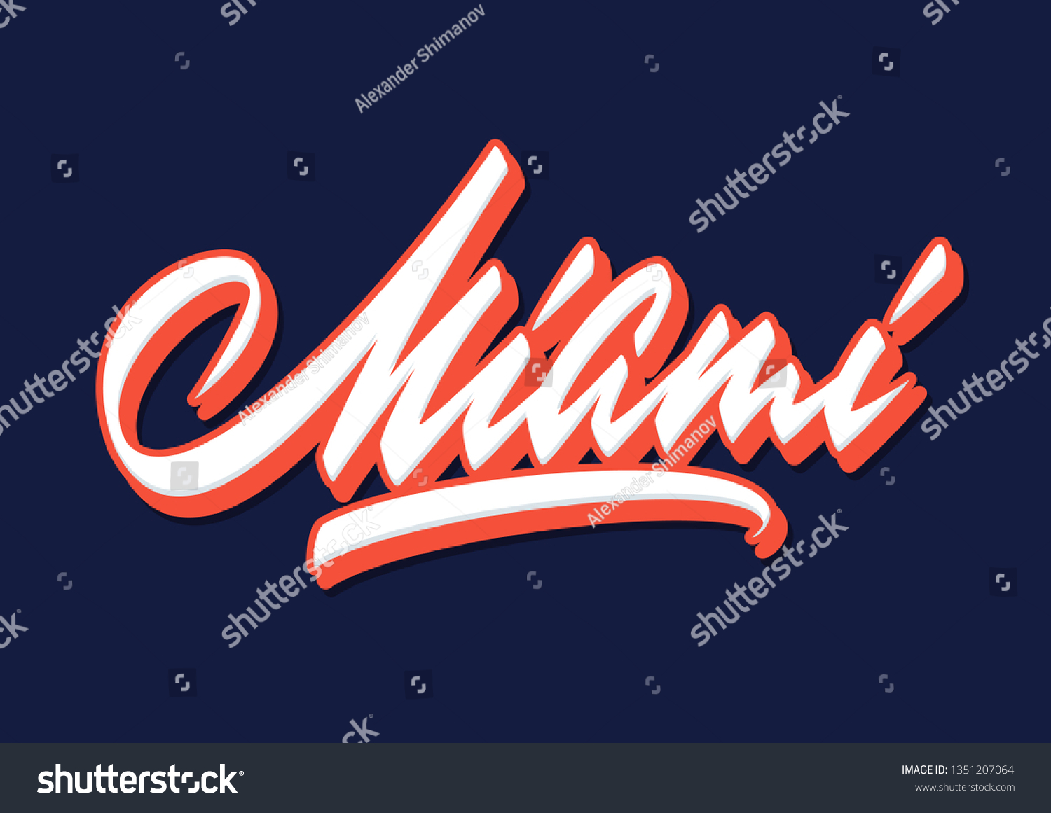 Miami Vector Lettering Logo Element Stock Vector (Royalty Free) 1351207064