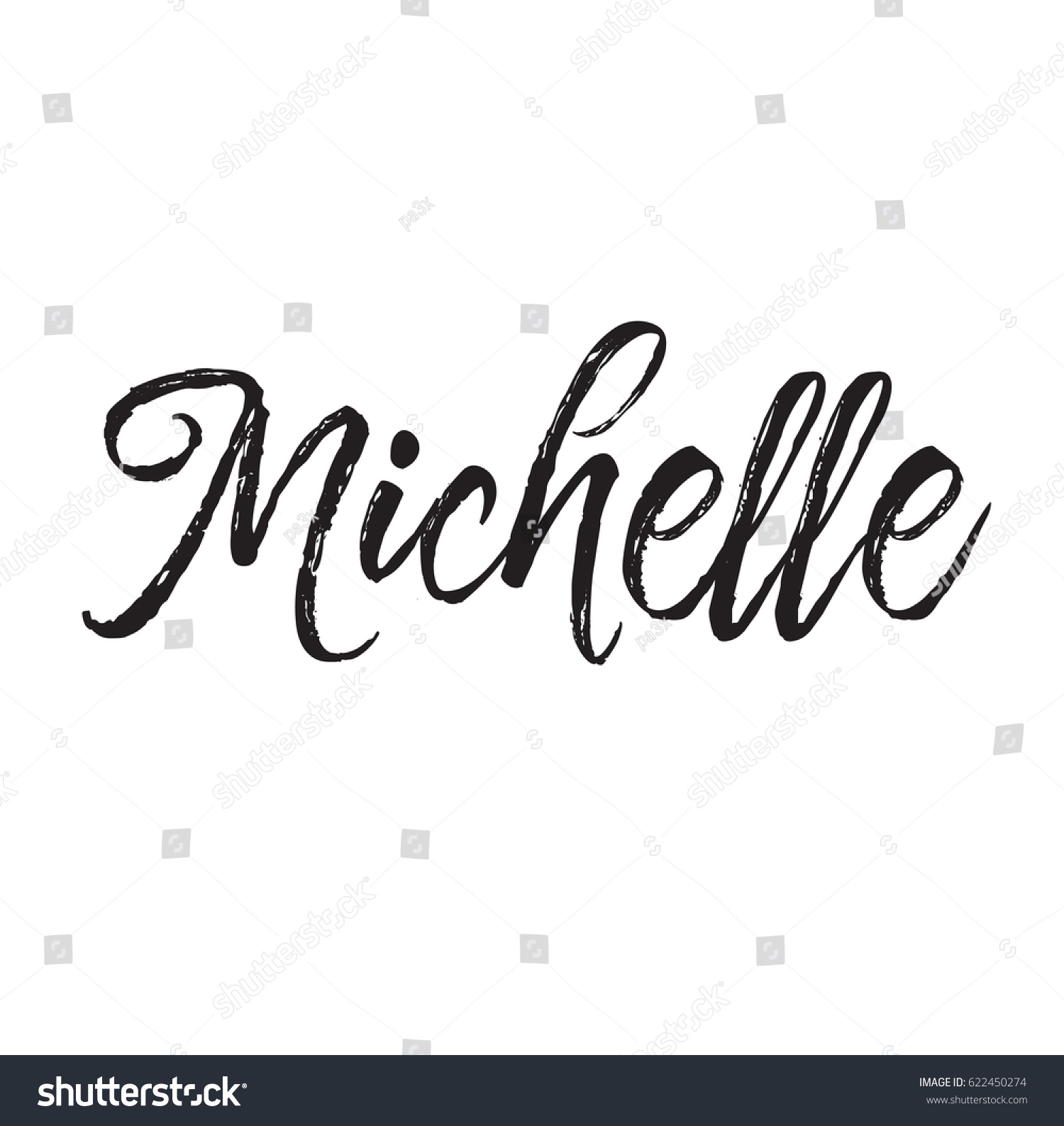 Michelle Text Design Vector Calligraphy Typography Stok Vektör ...