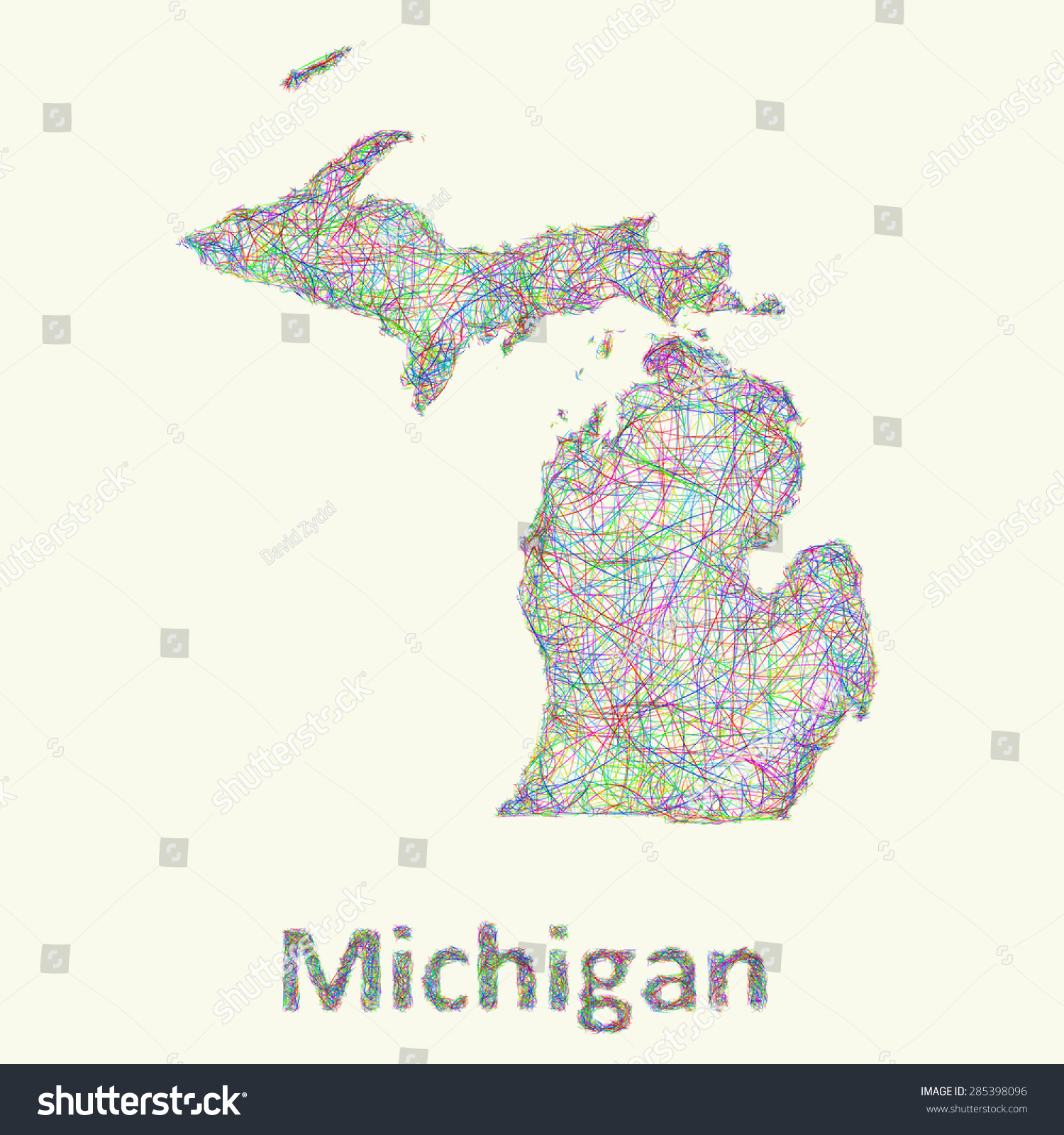 Michigan Line Art Map Stock Vector (Royalty Free) 285398096