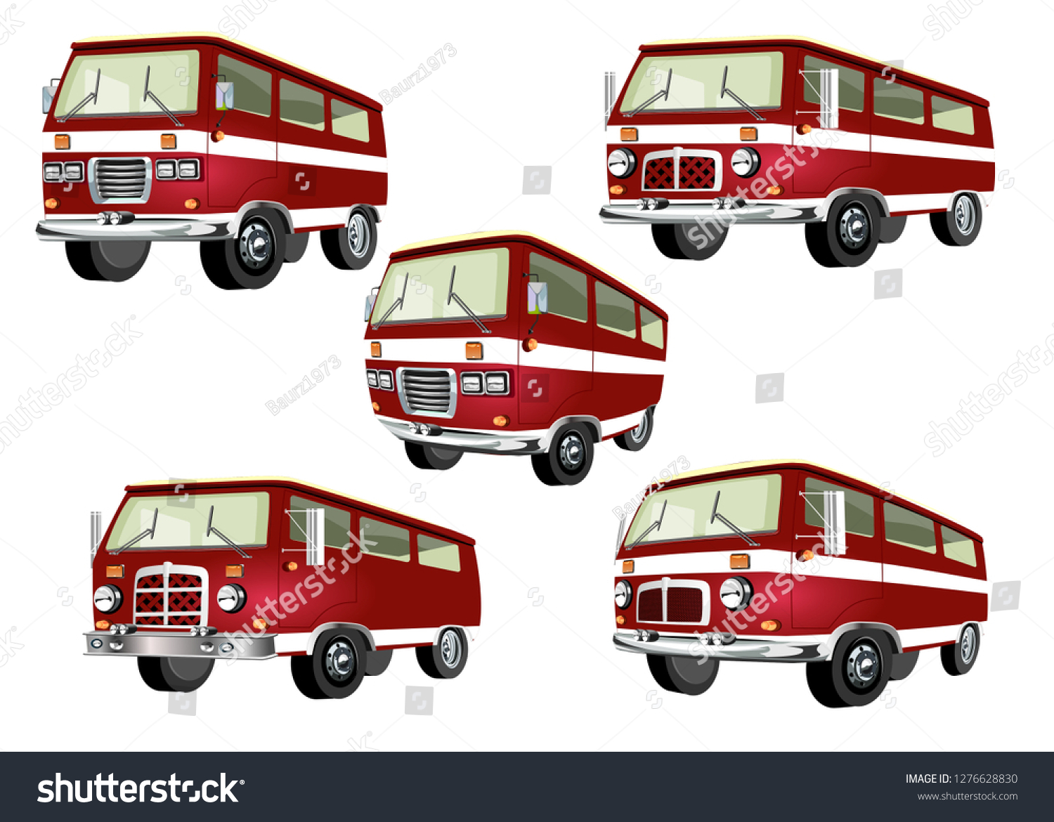 Micro Buses Vector Set Isolated On Stock Vector (Royalty Free) 1276628830