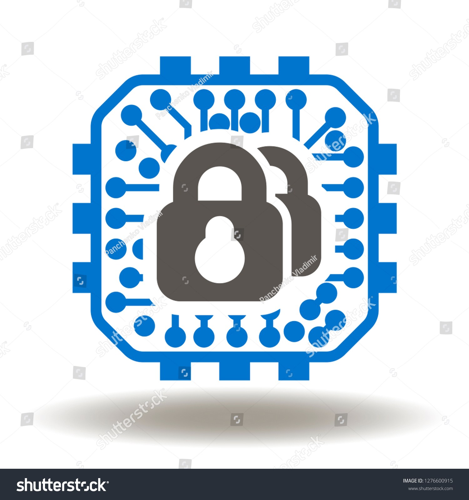 Micro Chip Padlock Icon Vector Security Stock Vector (Royalty Free ...