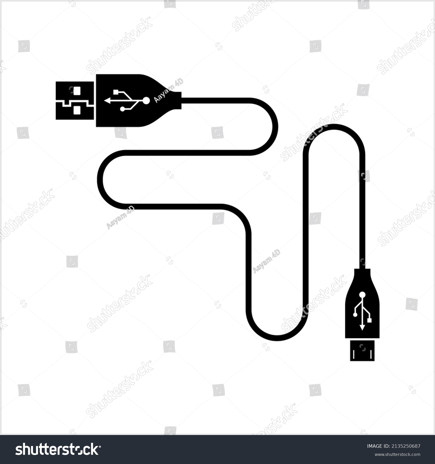 Micro Usb Cable Usb Cable Vector Stock Vector (Royalty Free) 2135250687 ...