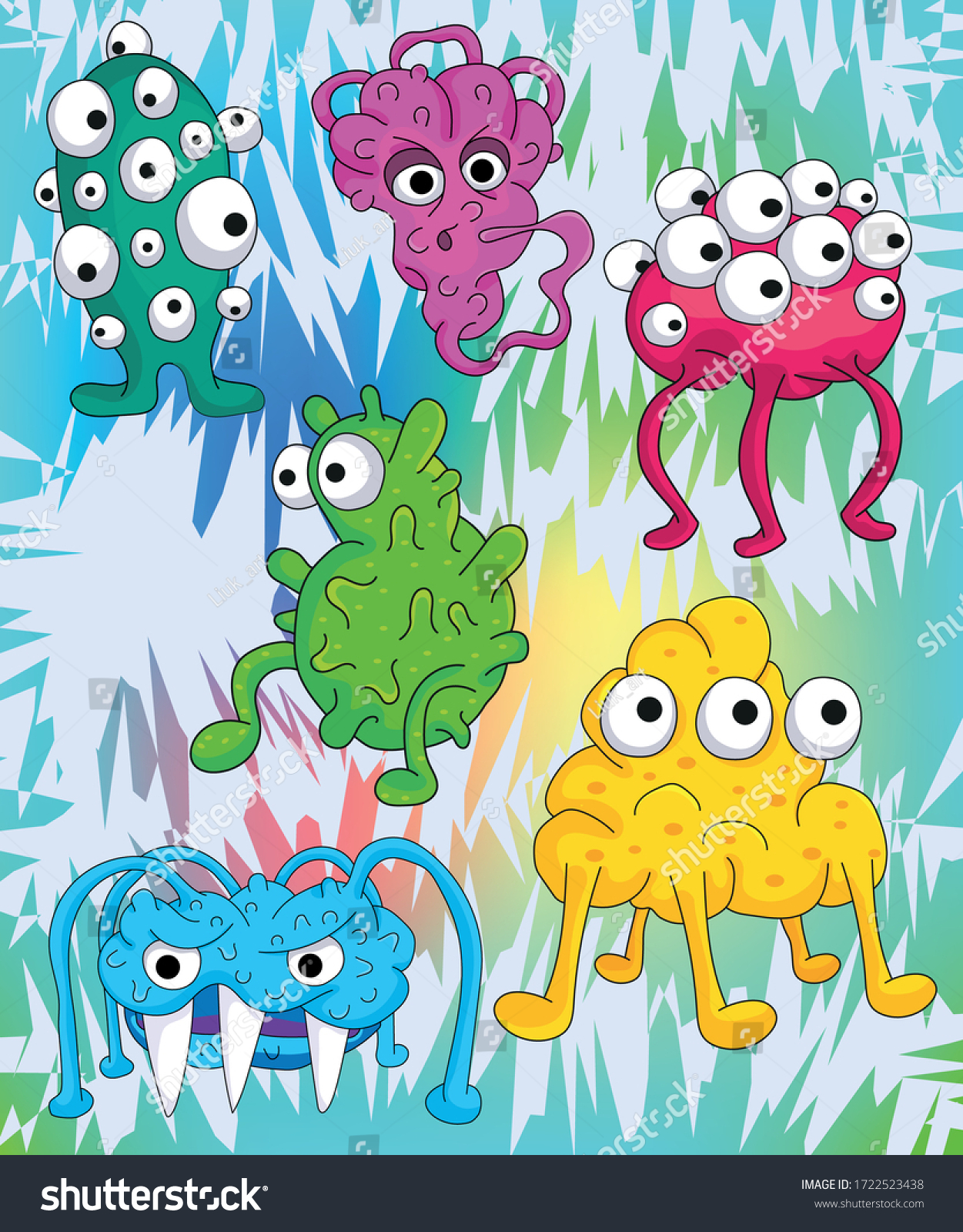Microbes Funny Cartoons Vector Microbes: เวกเตอร์สต็อก (ปลอดค่า ...