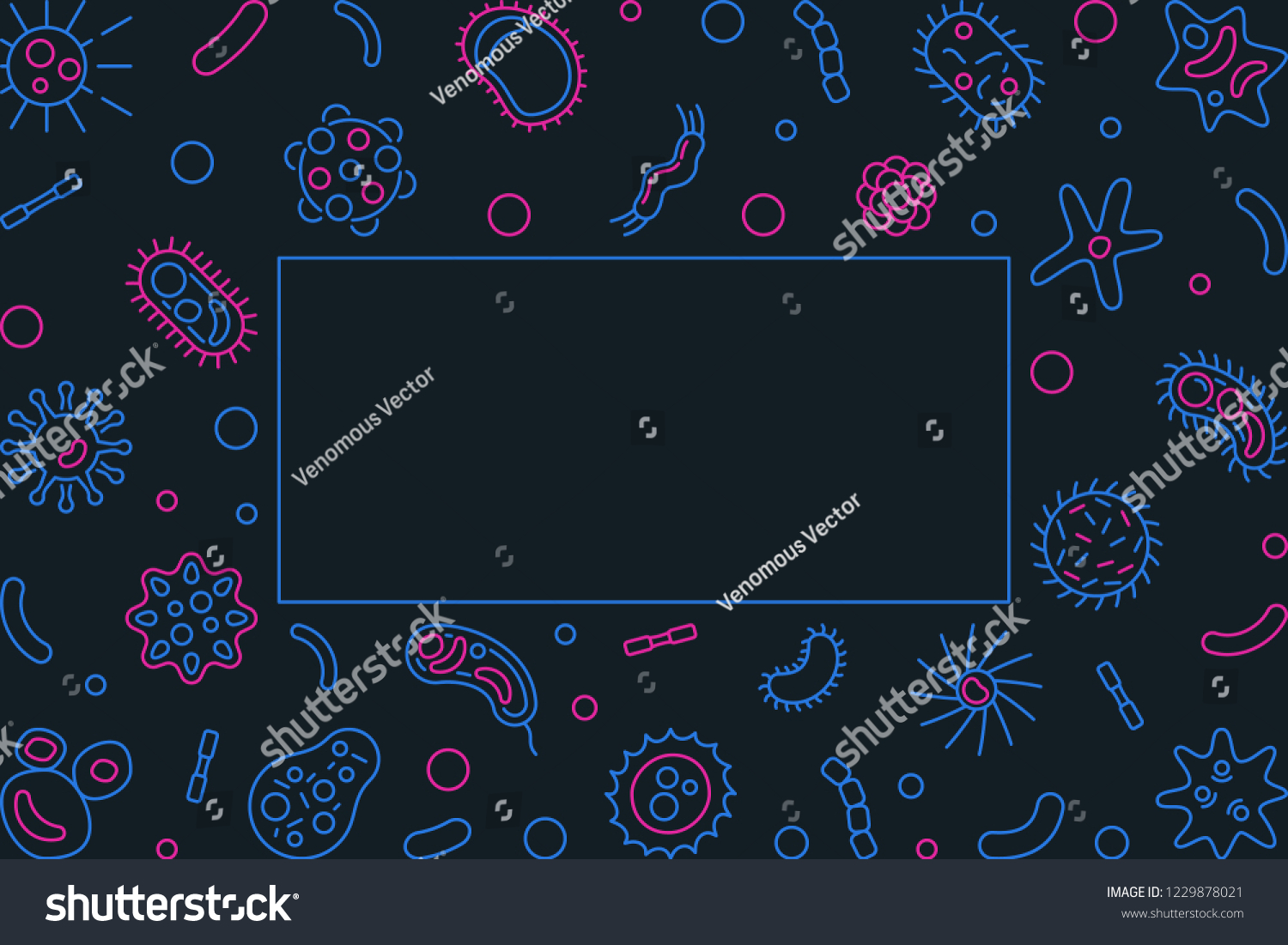 Microbiology Outline Creative Horizontal Frame Empty Stock Vector ...