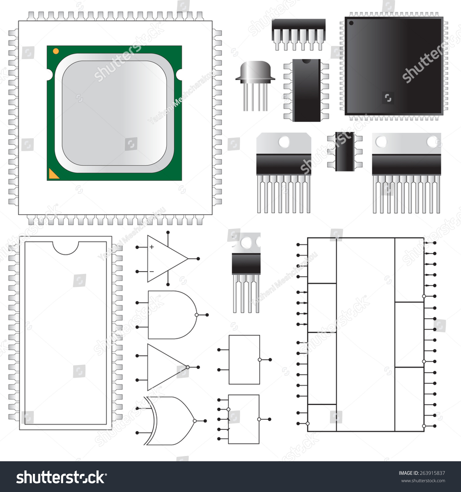 Microchip Electronic Symbols Stock Vector (Royalty Free) 263915837 ...