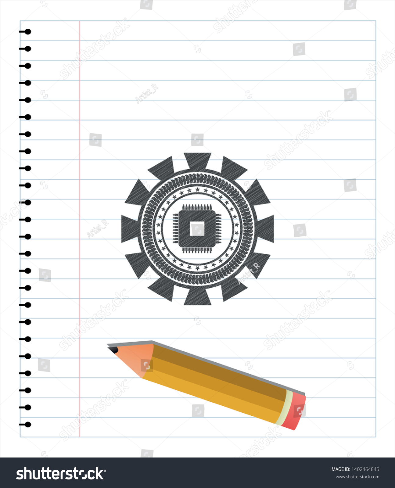 Microchip Microprocessor Icon Drawn Pencil Strokes Stock Vector ...