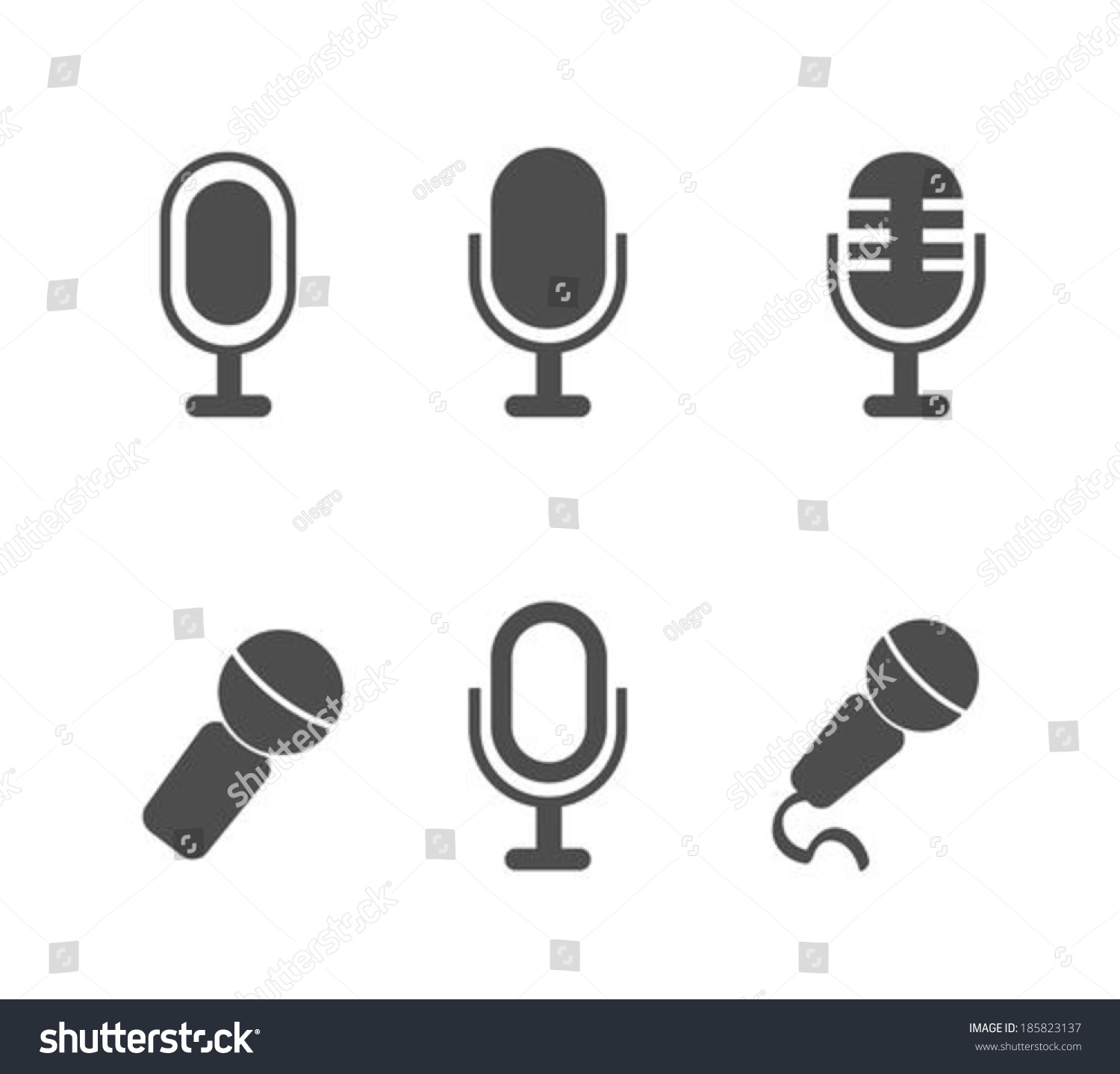 Microphone Flat Icons Set Stock Vector (Royalty Free) 185823137 ...