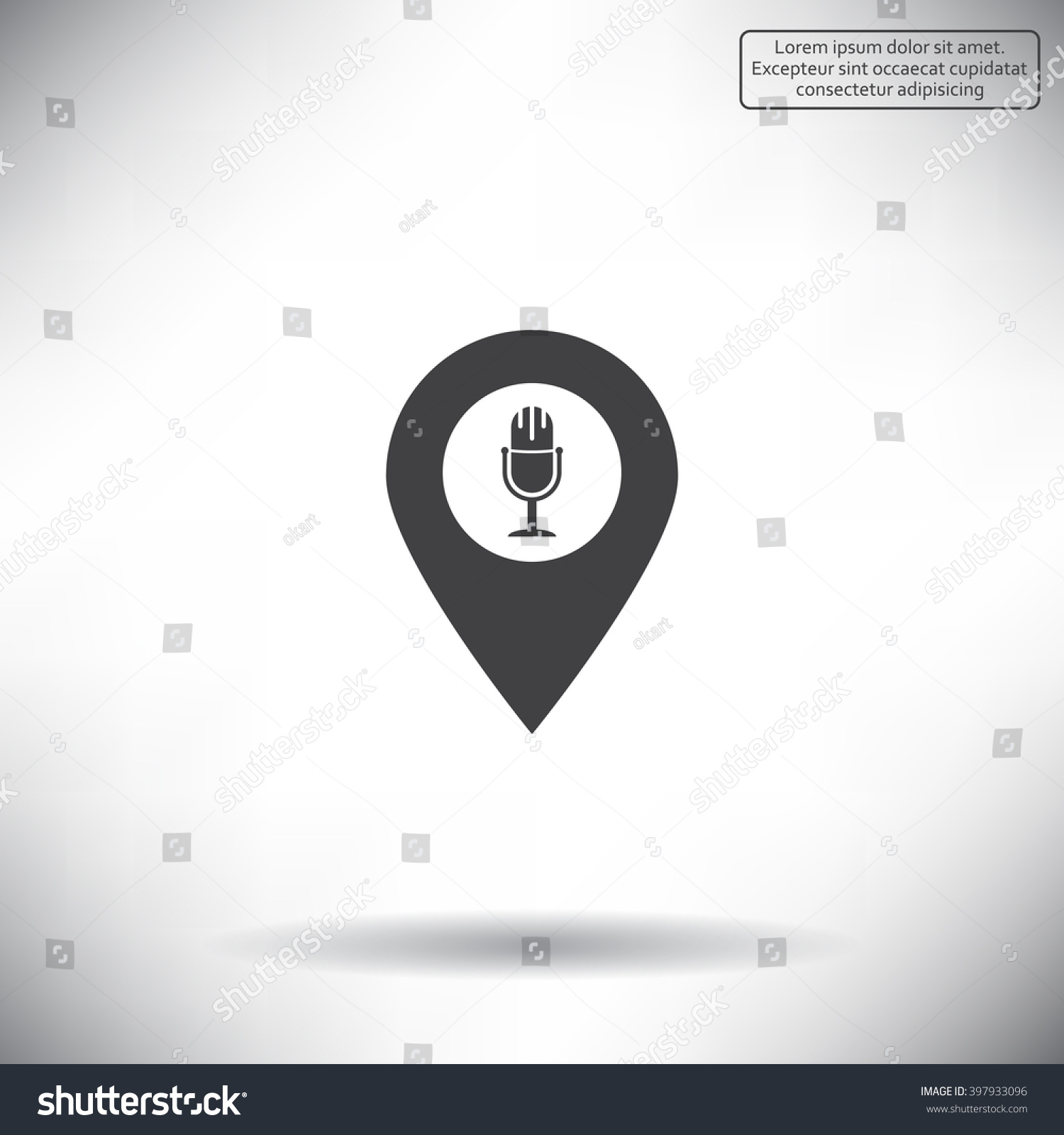 Microphone Icon Map Pin Stock Vector (Royalty Free) 397933096 ...