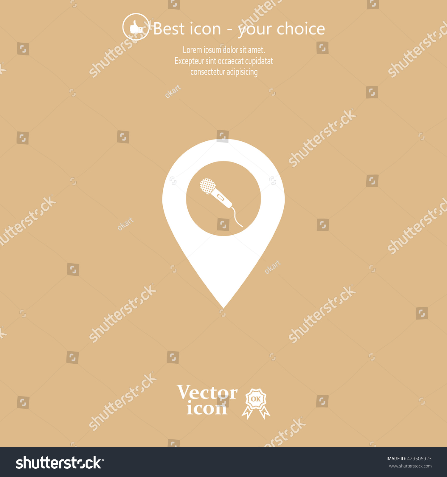 Microphone Icon Map Pin Stock Vector (Royalty Free) 429506923 ...