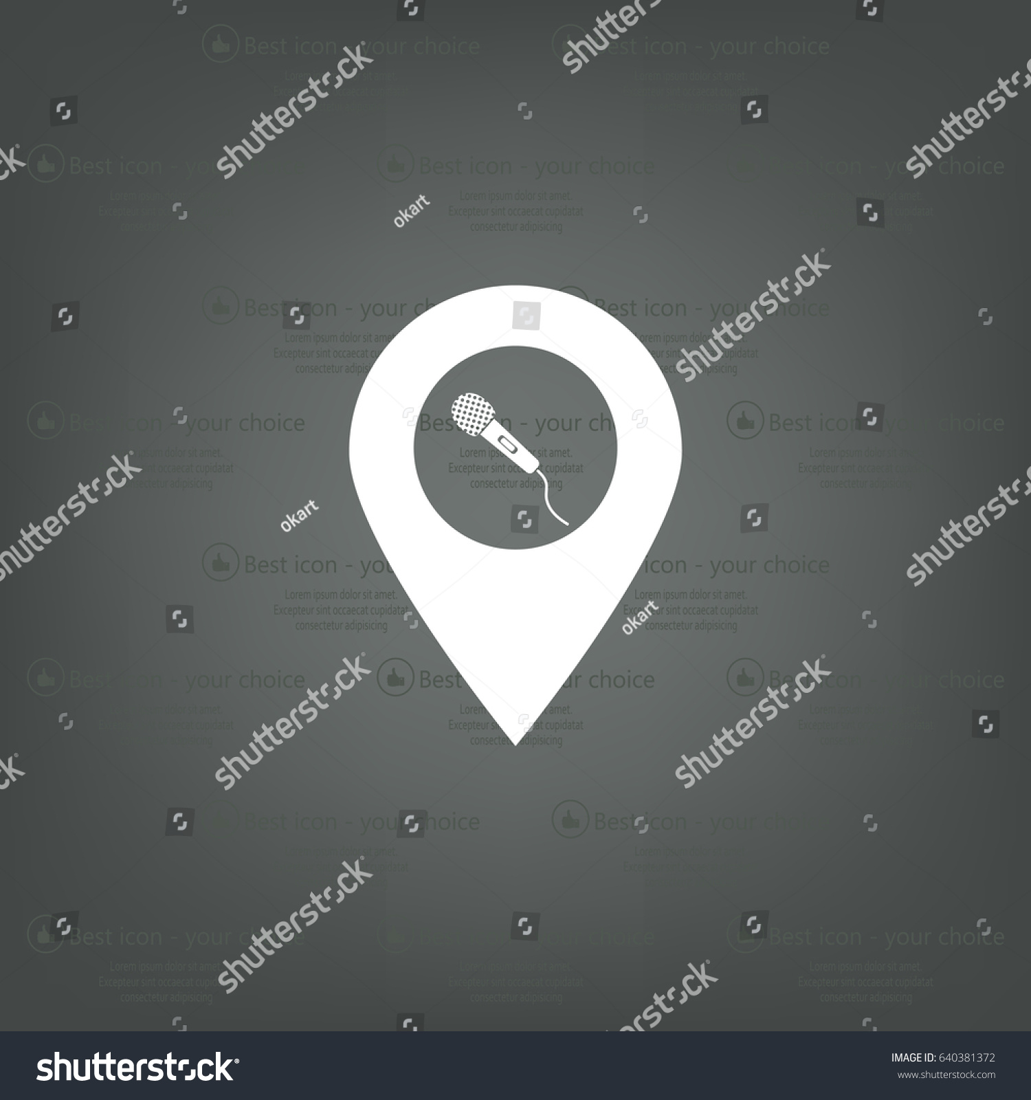 Microphone Icon Map Pin Stock Vector (Royalty Free) 640381372 ...