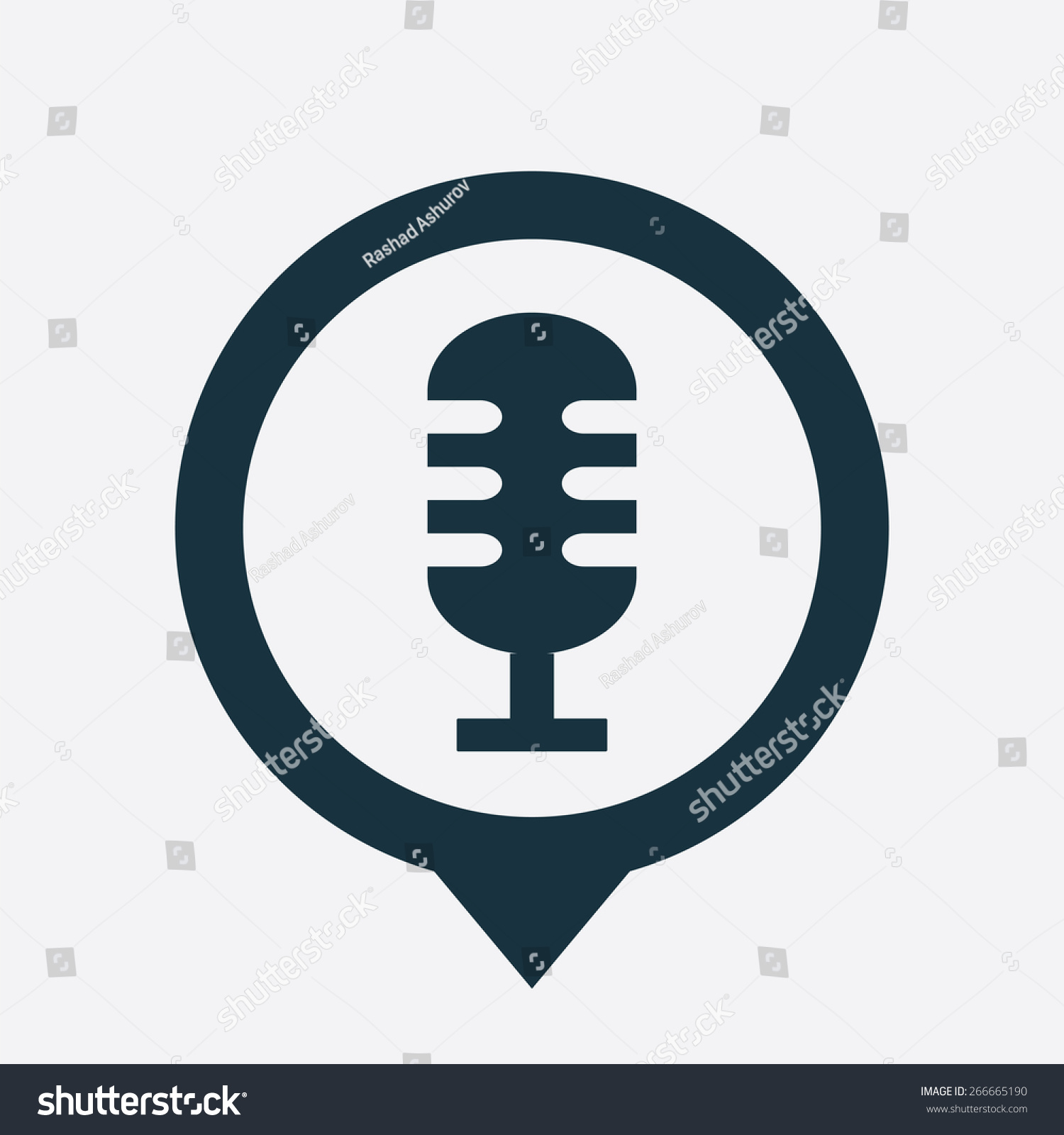 Microphone Icon Map Pin On White Stock Vector (Royalty Free) 266665190 ...