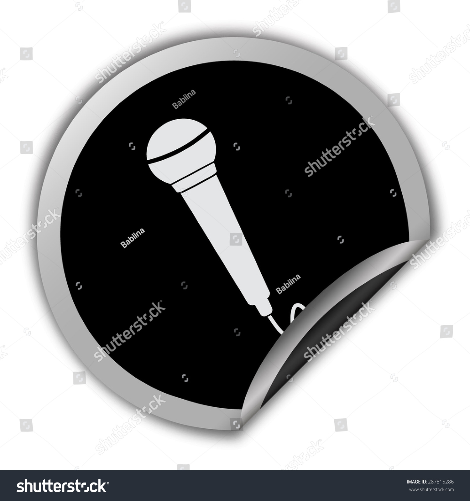 Microphone Icon Round Vector Sticker Stock Vector (Royalty Free ...