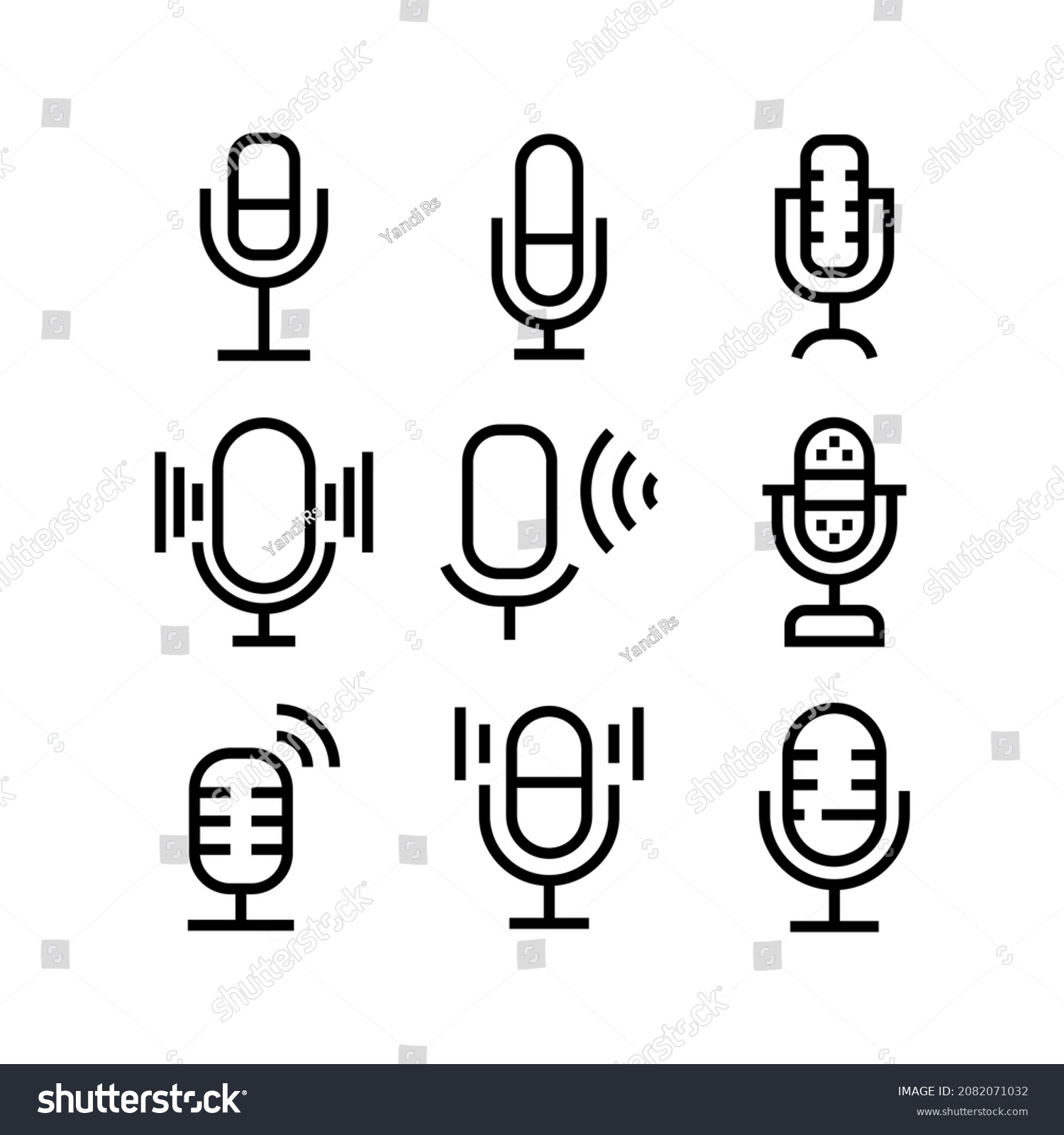 Microphone Icon Set Isolated On White Stock Vector (Royalty Free ...