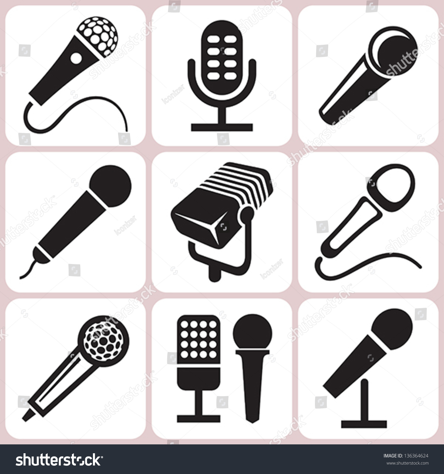Microphone Icons Set Stock Vector (Royalty Free) 136364624