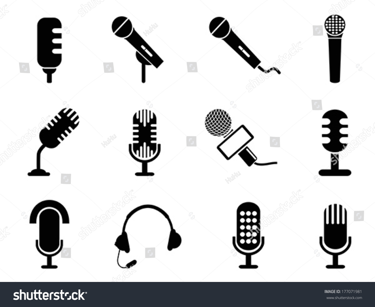 Microphone Icons Set Stock Vector (Royalty Free) 177071981 | Shutterstock