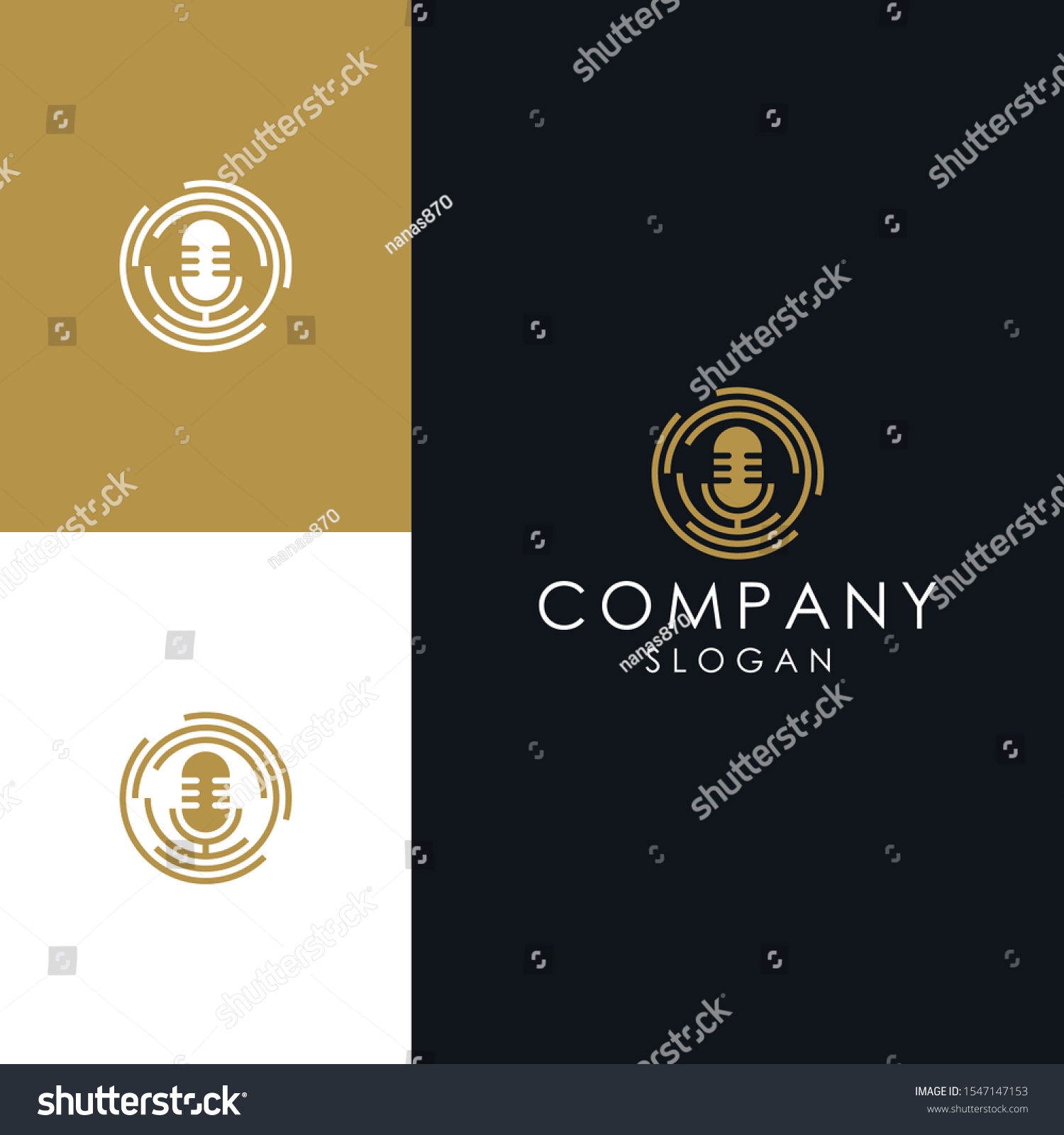 Microphone Logo Design Vector Line Style Stock Vector (Royalty Free ...
