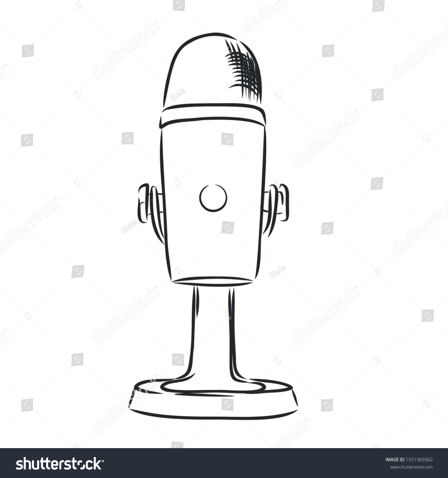 Microphone Sketch Contour Vector Illustration Stock Vector (Royalty ...