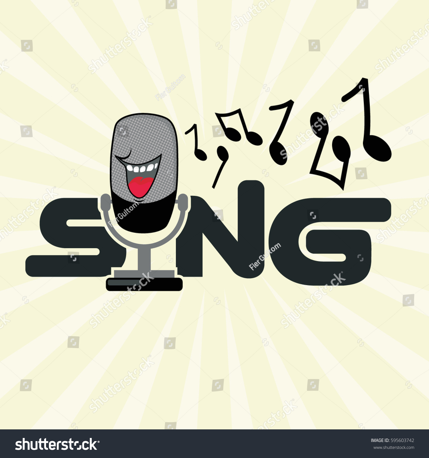 Microphone Word Sing Musical Note Vector Stock Vector (Royalty Free ...