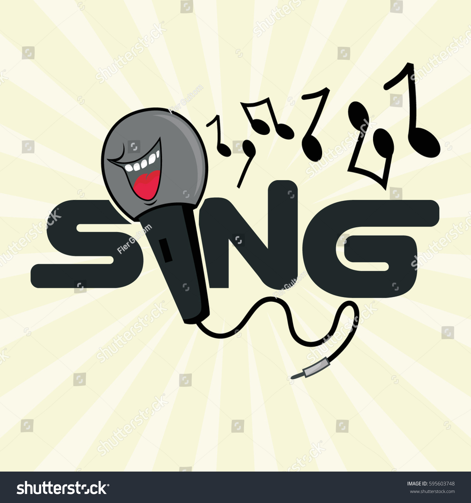 Microphone Word Sing Musical Note Vector Stock Vector (Royalty Free ...