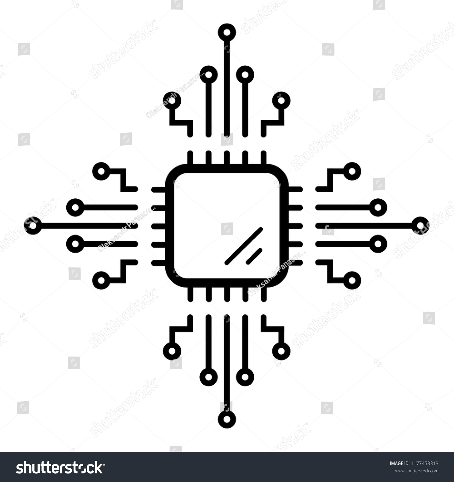 Microprocessor Vector Flat Outline Icon Illustration Stock Vector ...